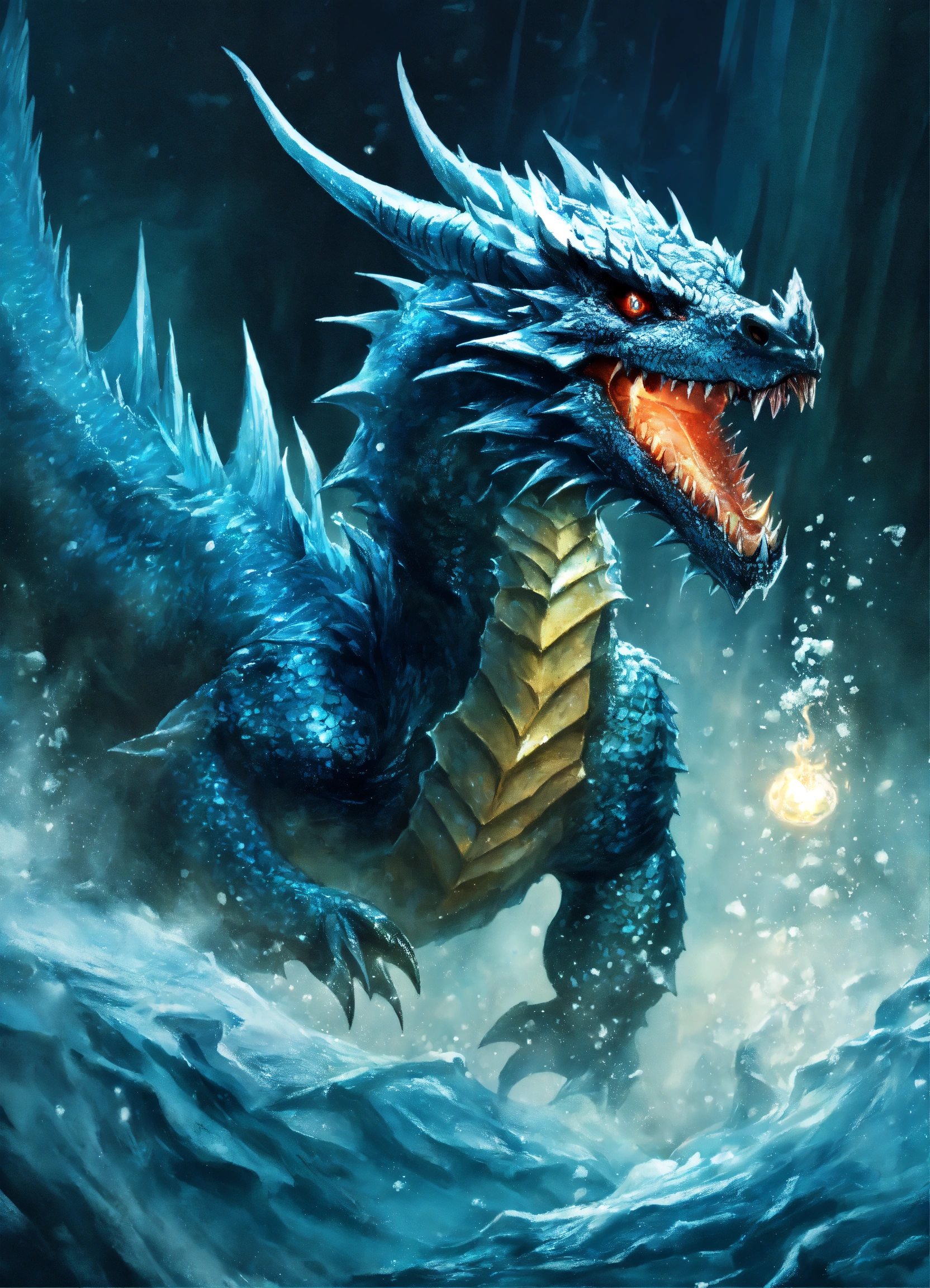 Lexica - Frost dragon in cold water, icy and snowy, dnd, fantasy, evil ...