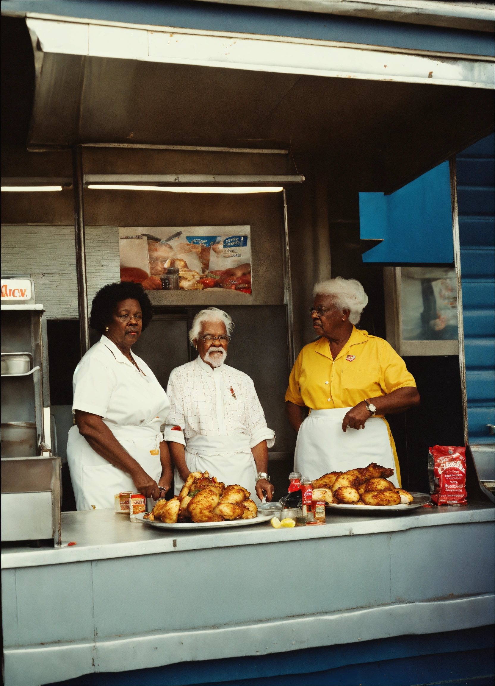 Lexica - Colonel Harlan Sanders (a white man) standing beside two old ...
