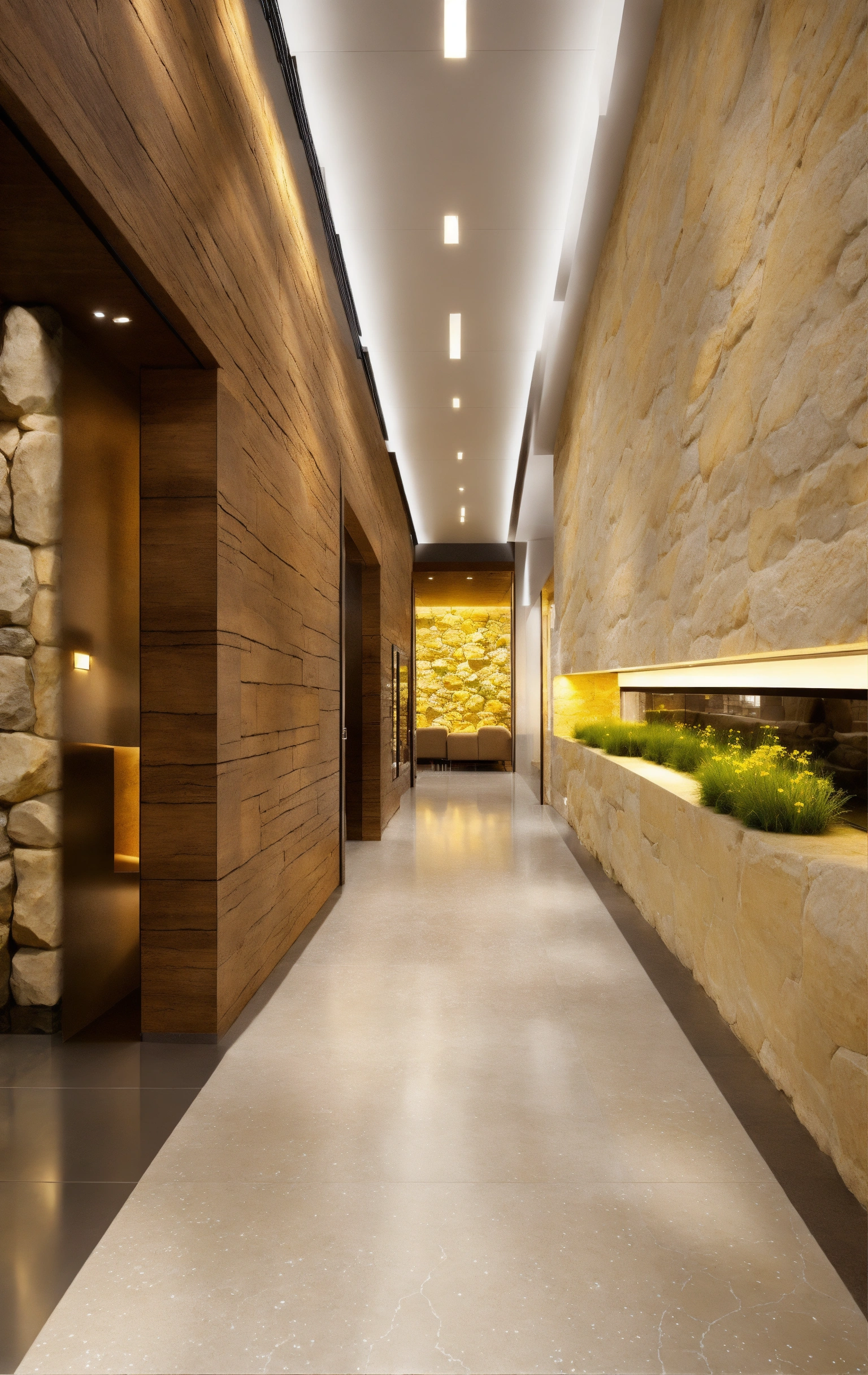 Lexica - Airport corridor, one side of the corridor full height glass ...