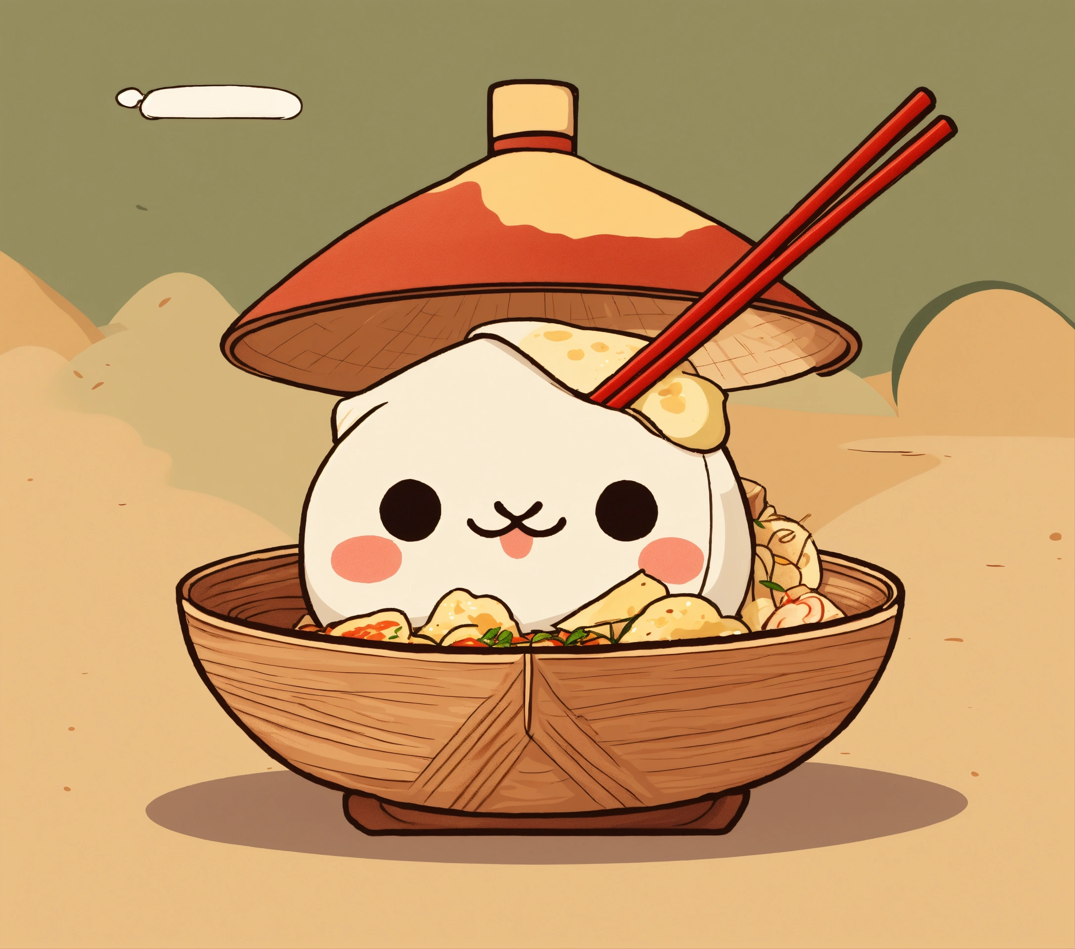 Lexica - Cartoon style in 2d, chopstick holding dumpling