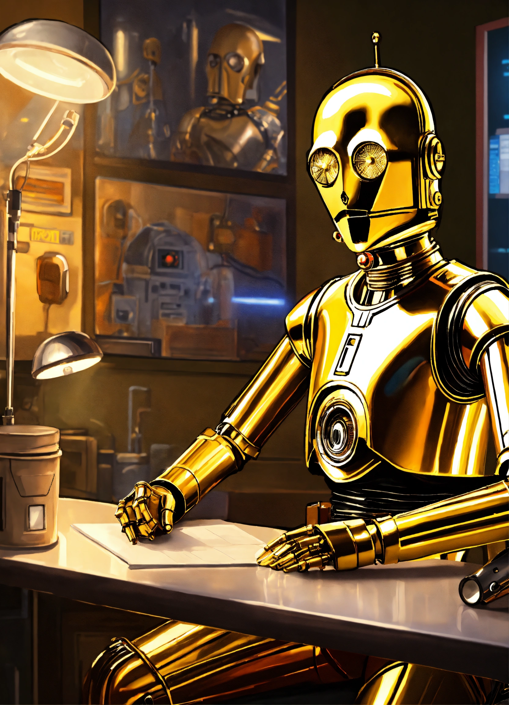 Lexica - Illustrate a whimsical scene where C - 3PO, the droid from ...
