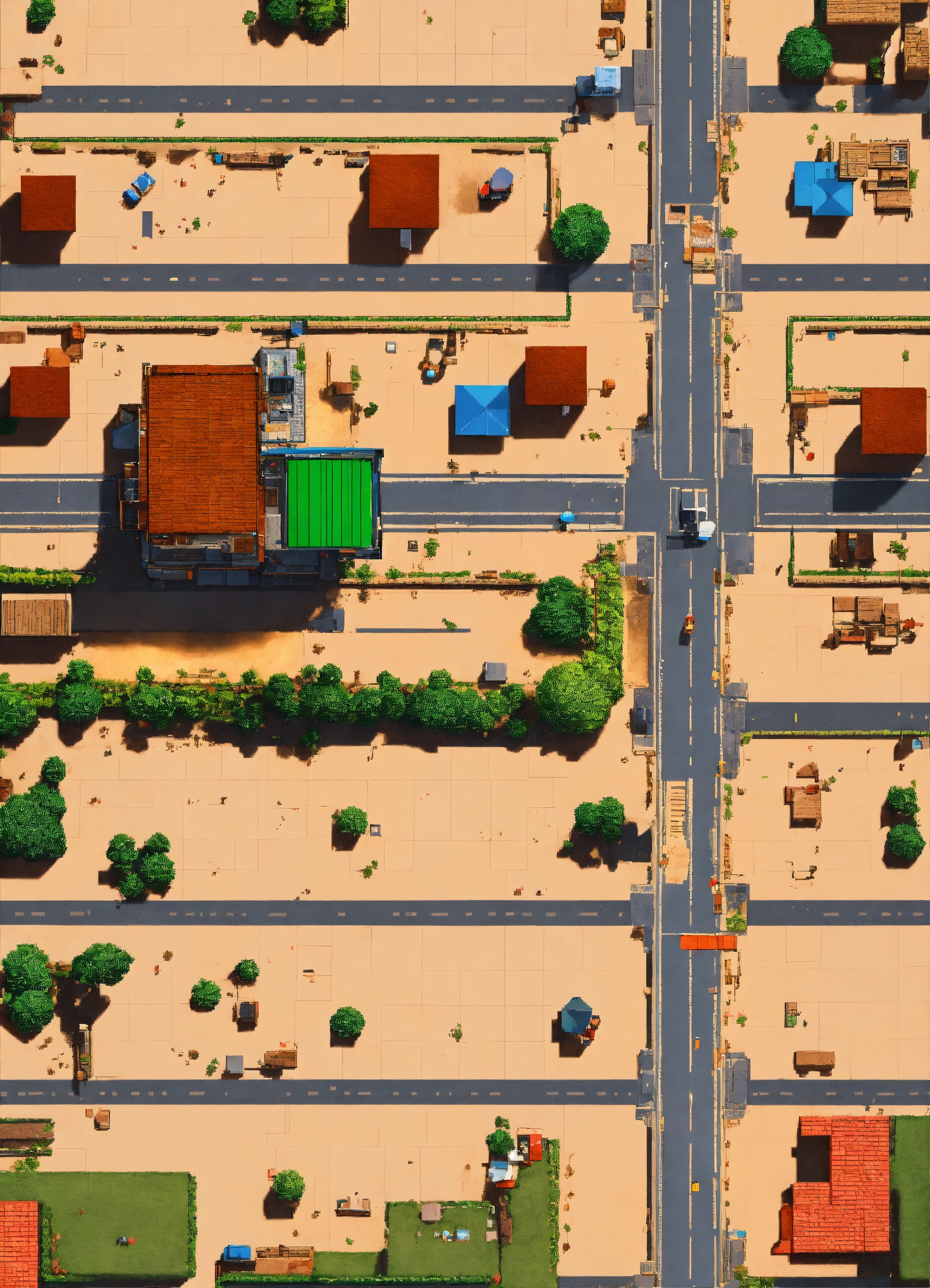 Lexica - Simple pixel building site from overhead