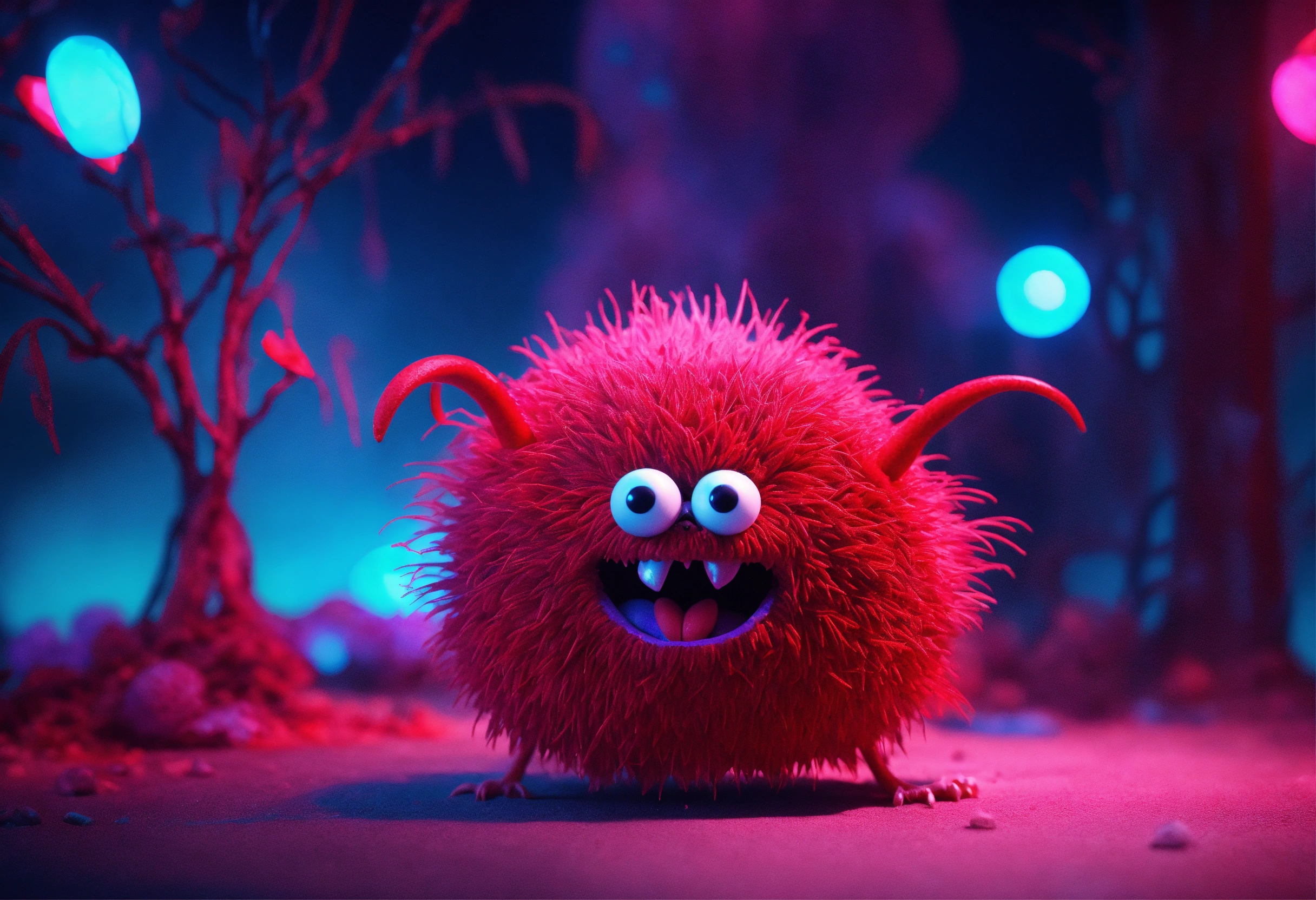 Lexica - CGI! scary looking red germ monster character. Highly detailed ...