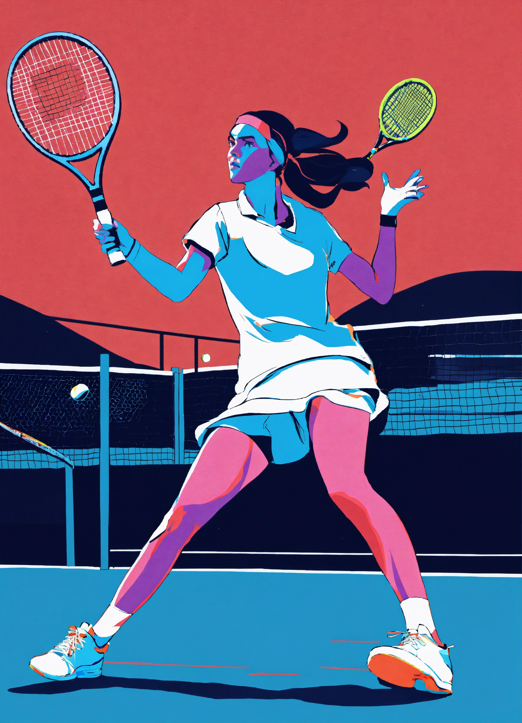 Lexica - Tennis player, in motion, holding a racket, on the tennis ...