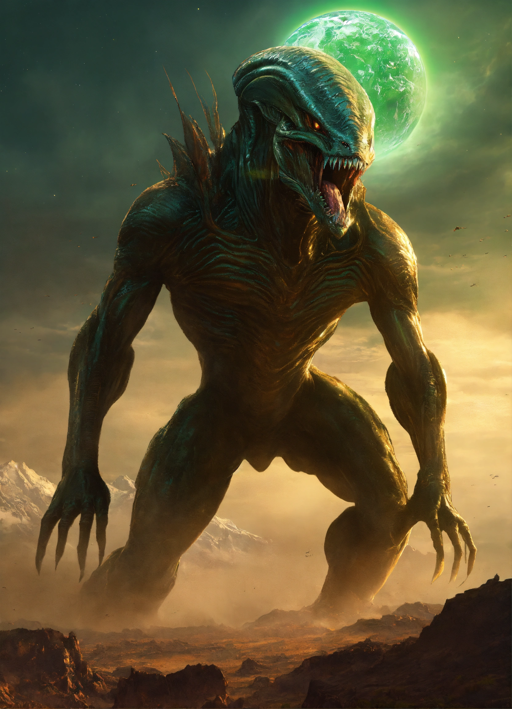 Lexica - ((giant alien) scratches (with its teeth)) (full Earth)