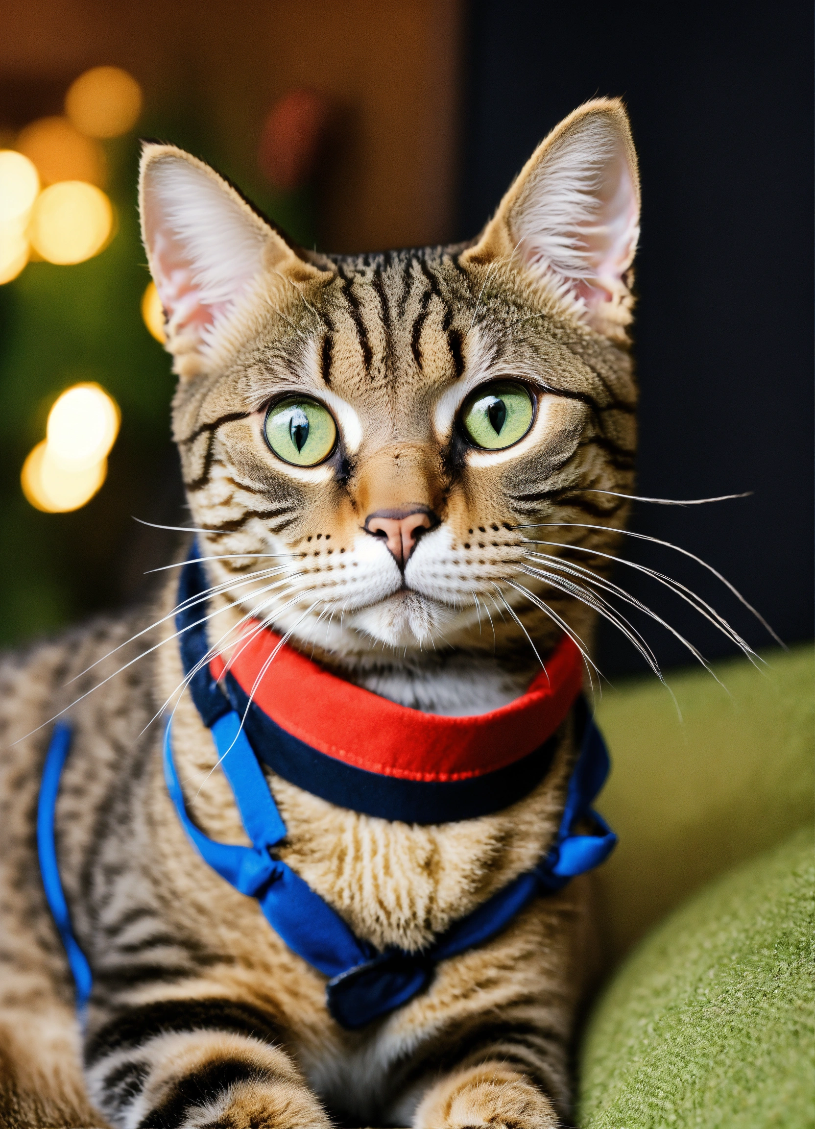 Lexica - A tabby cat with a nose of Borat