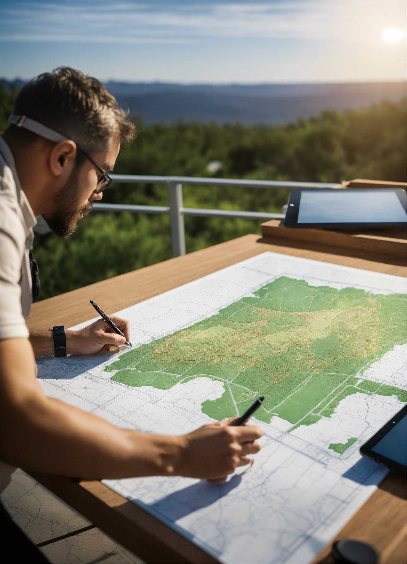 Lexica - An architect or designer is shown studying a topographical map ...