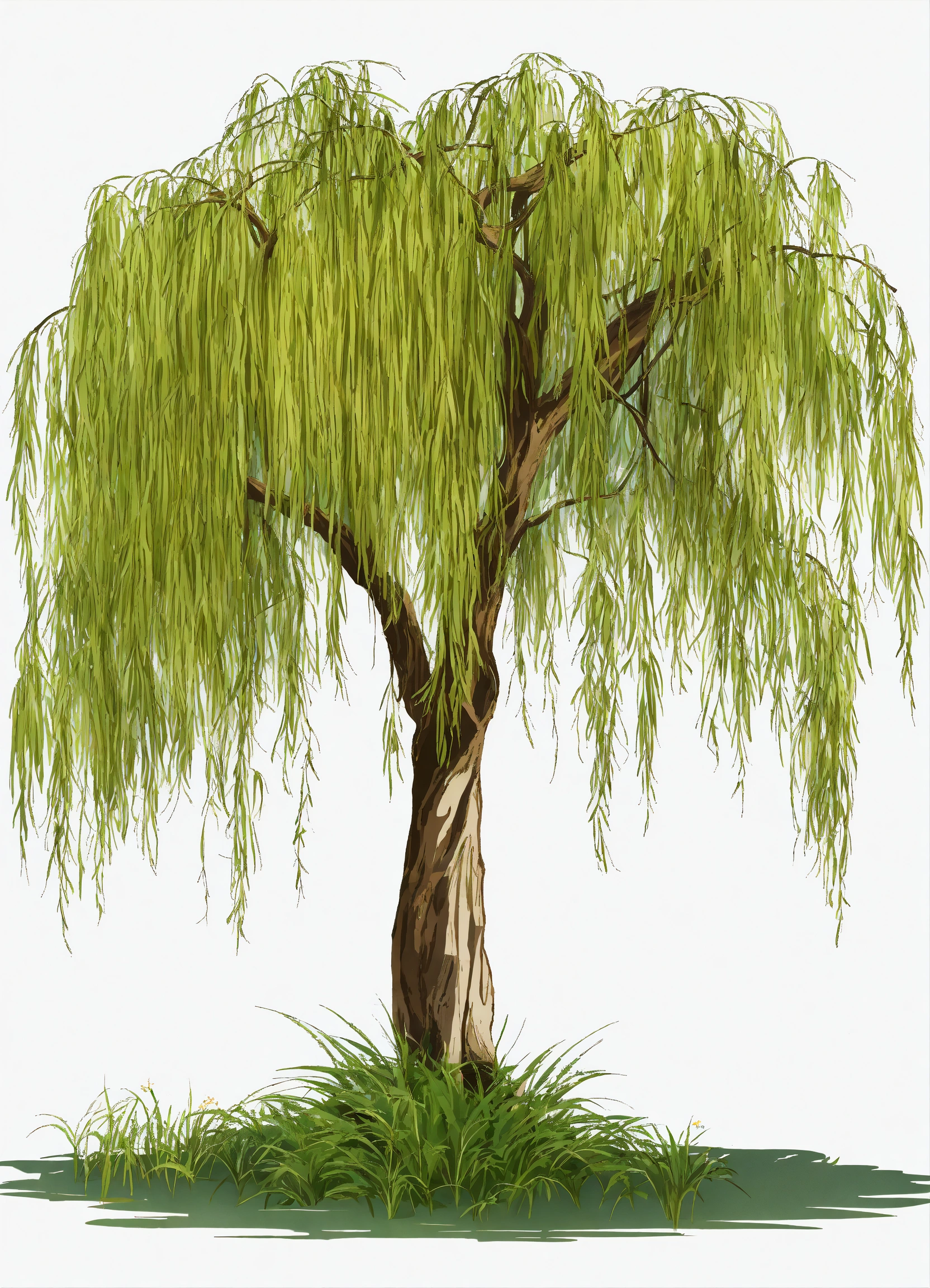 Lexica - Vector image, weeping willow, transparent background