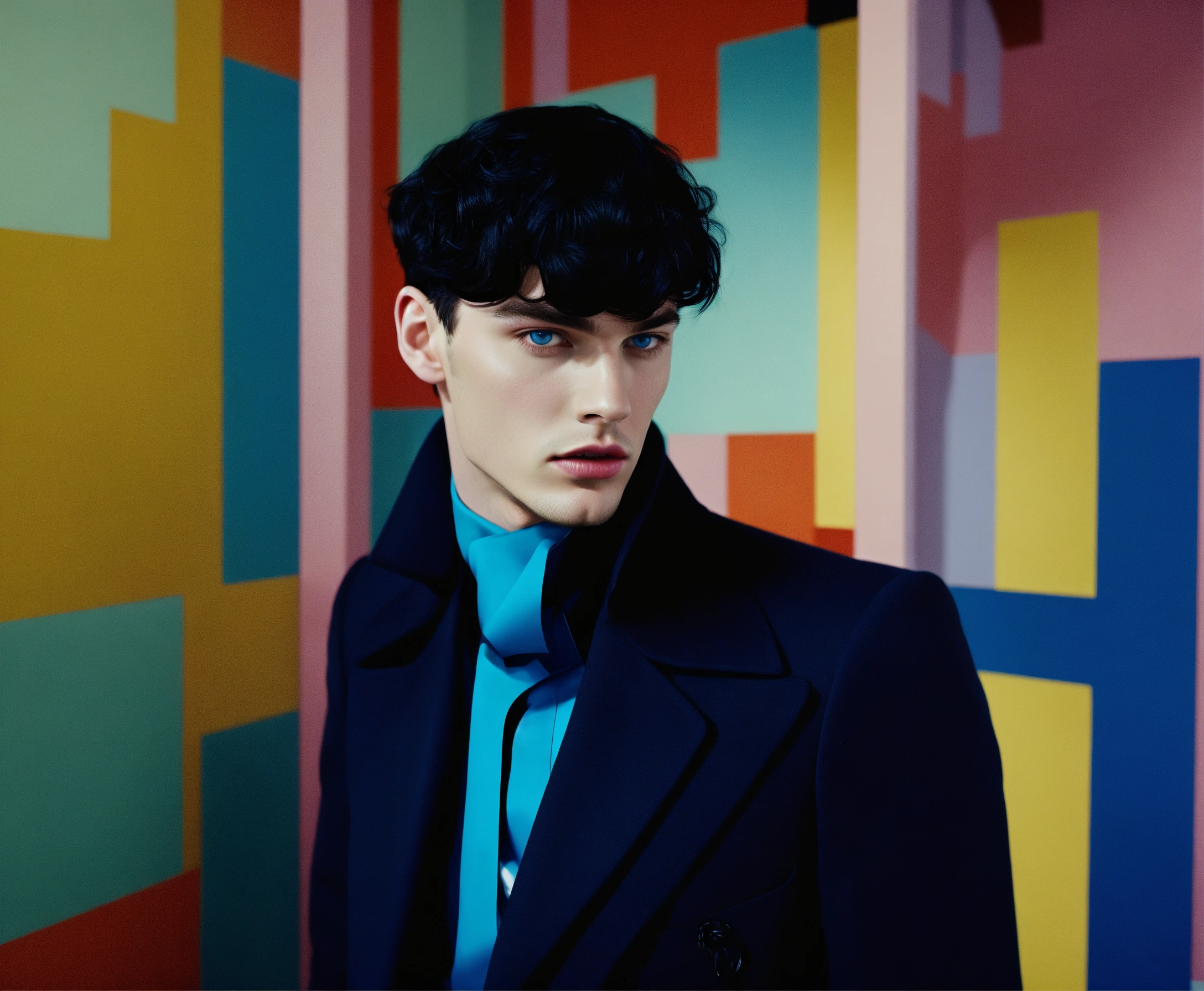 Lexica - Handsome male model,pale skin, black hair , blue eyes glasgow ...