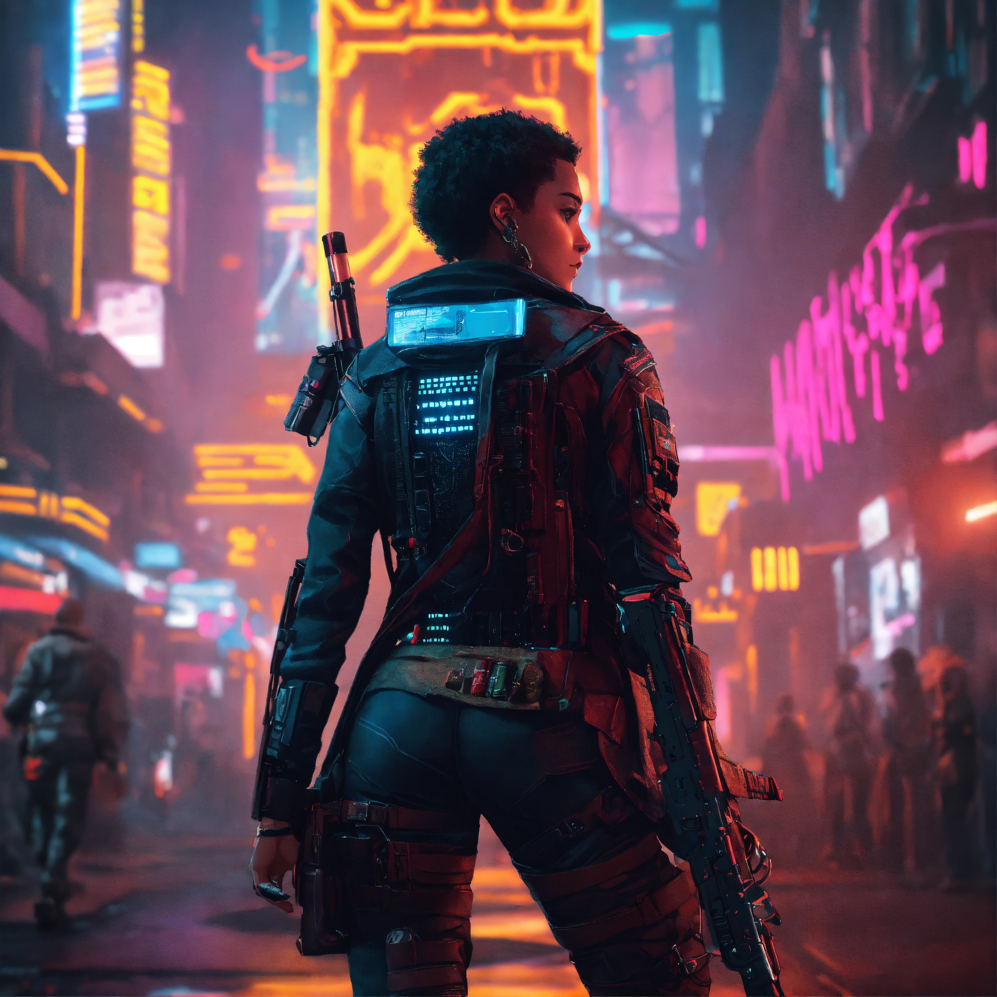 Lexica - Create a breathtaking image of a cyberpunk aesthetic hunter ...