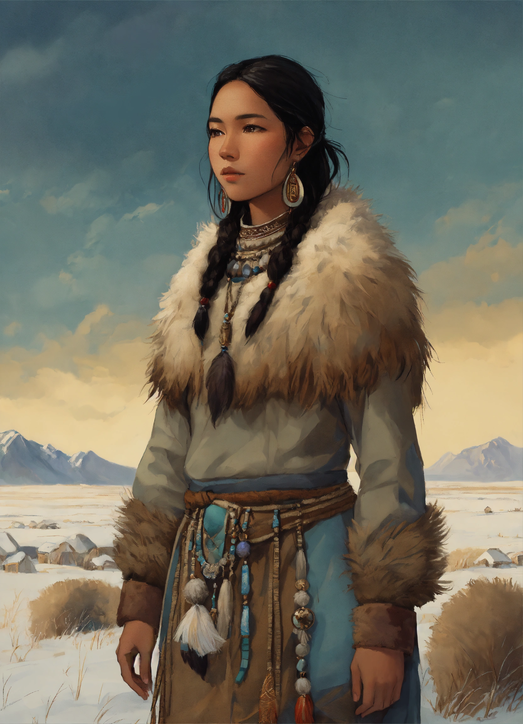 Lexica - Full body Illustration of an inuit woman, young, 18 years old ...