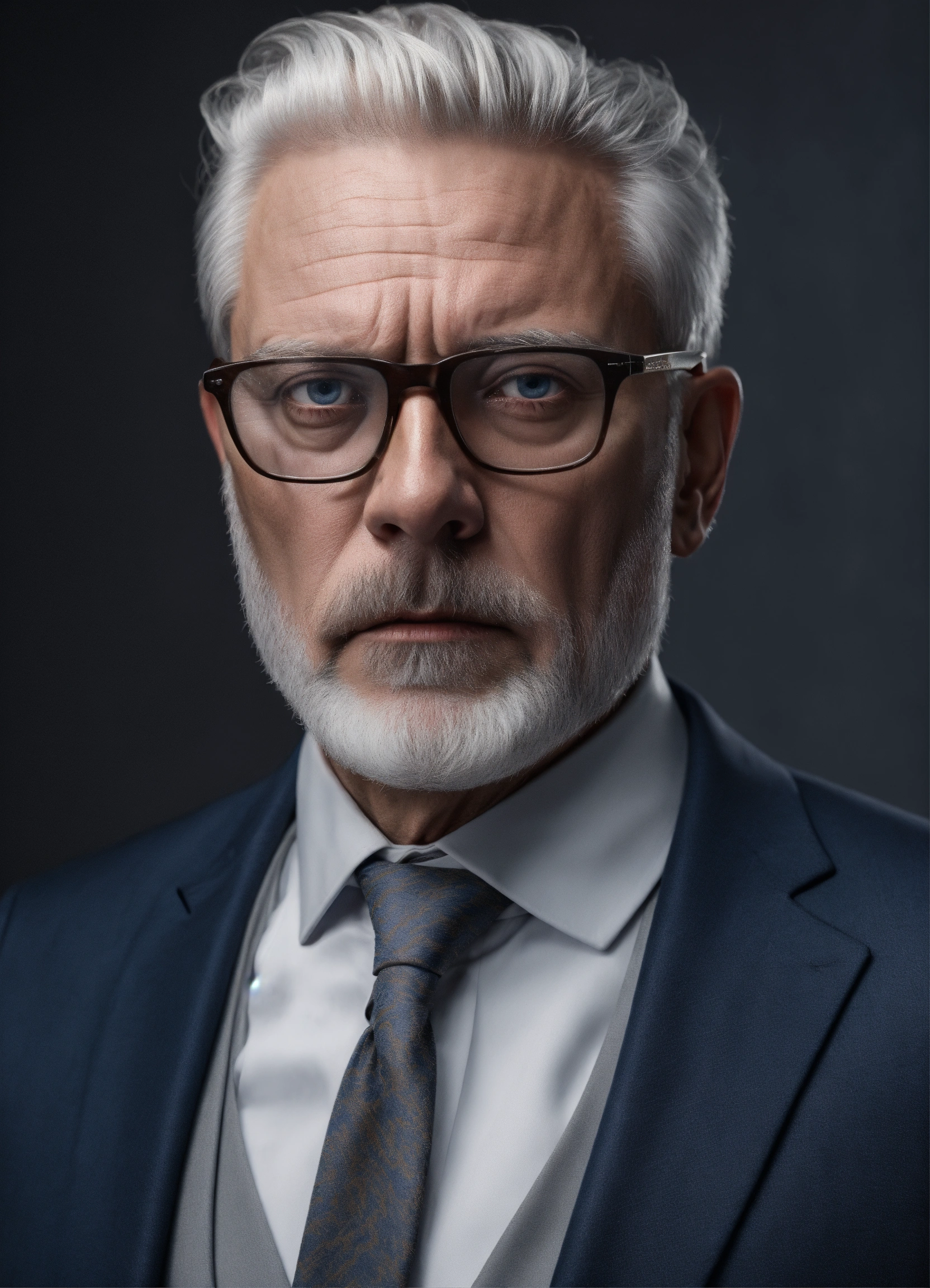 Lexica - A portrait of 50 years old man with dark blue eyes, with ...