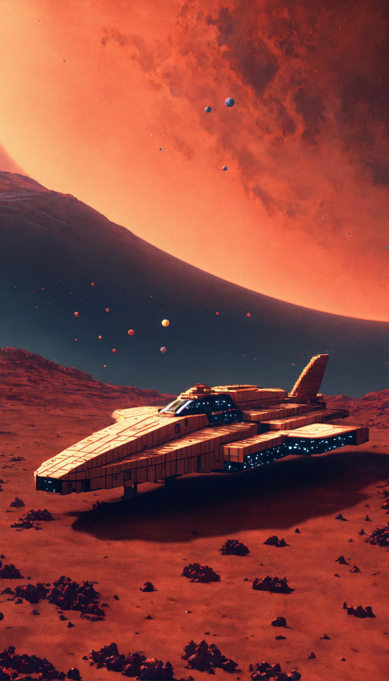 Lexica - Interstellar spaceship, peach, eerie, 8-bit resolution, Adobe ...