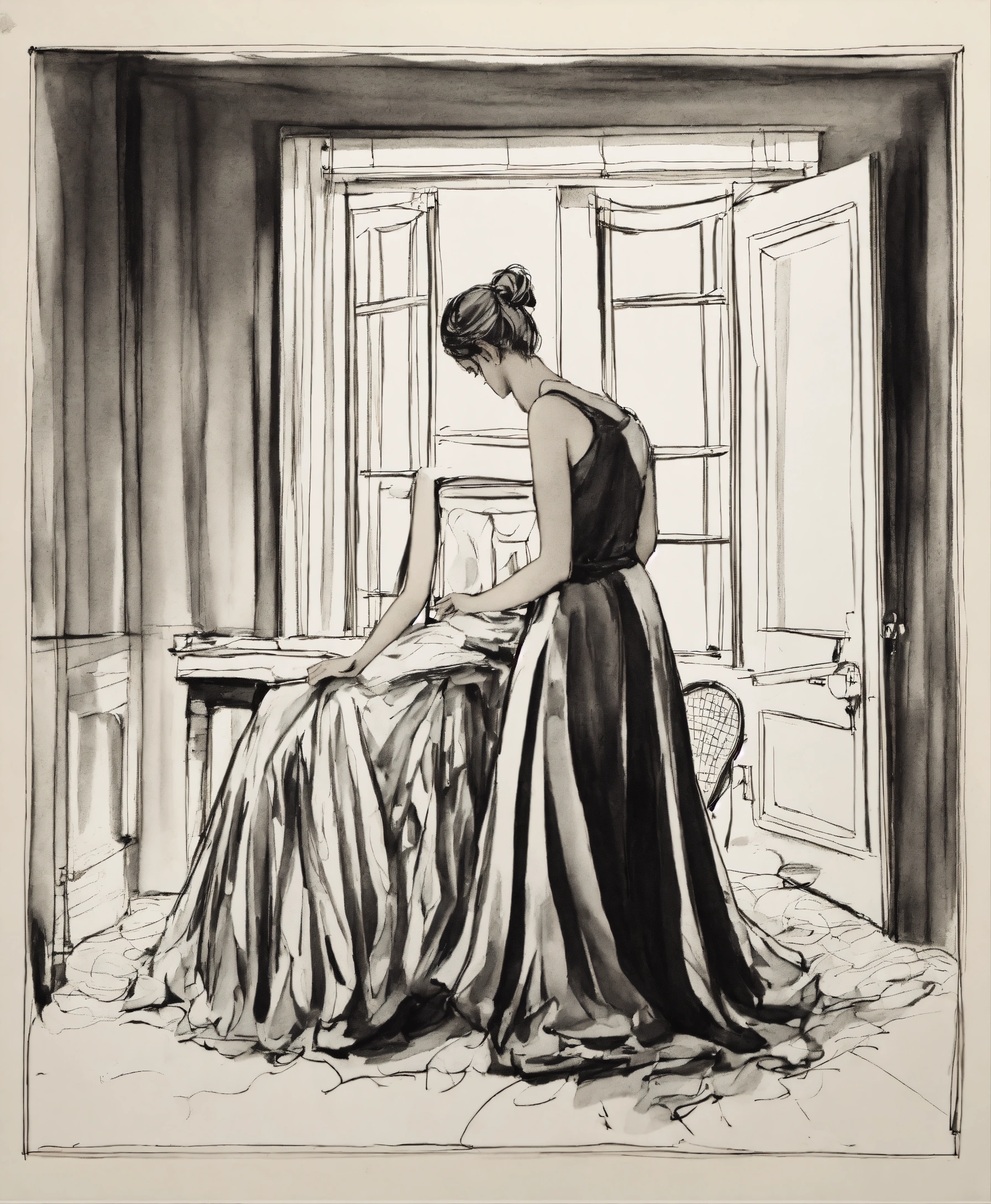 Lexica - Pen and ink sketch of divorce with white background