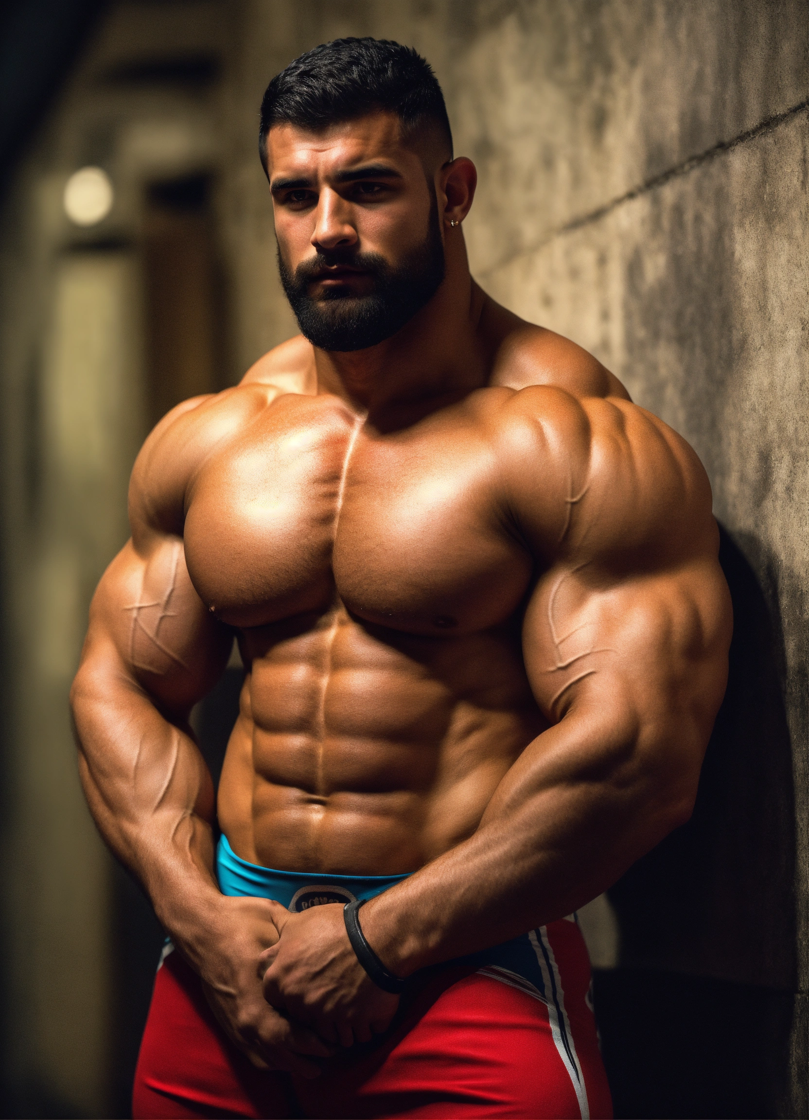 Lexica - 30-year-old wrestler with big muscles, bodybuilder, arab, big