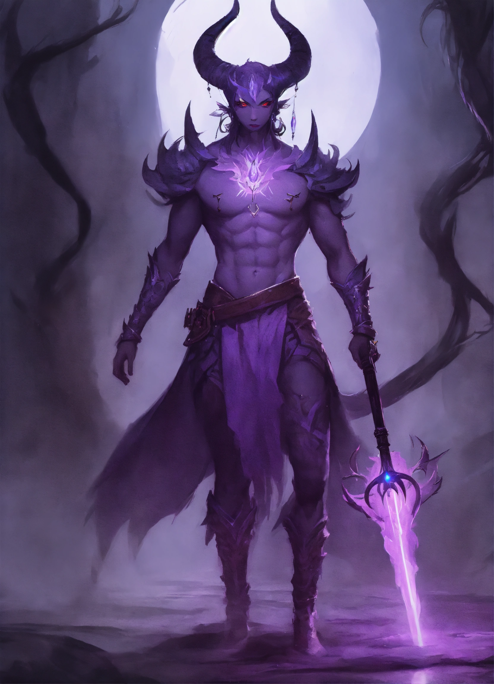 Lexica - A non gender demon with light purple skin concept art