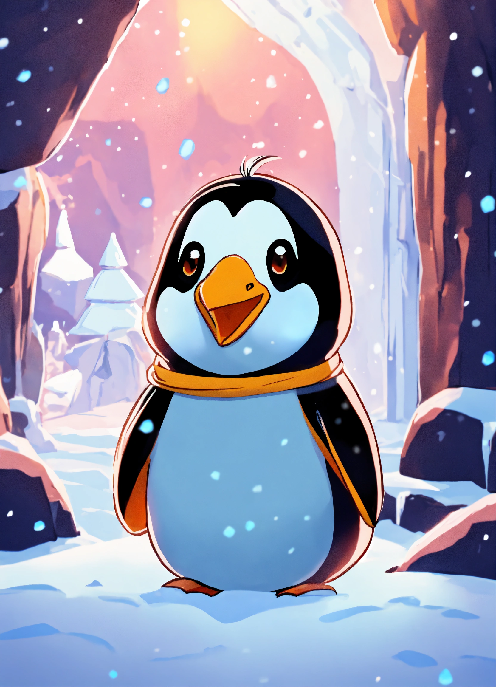Lexica - A little and cute penguin finding a magic stone inside a ...