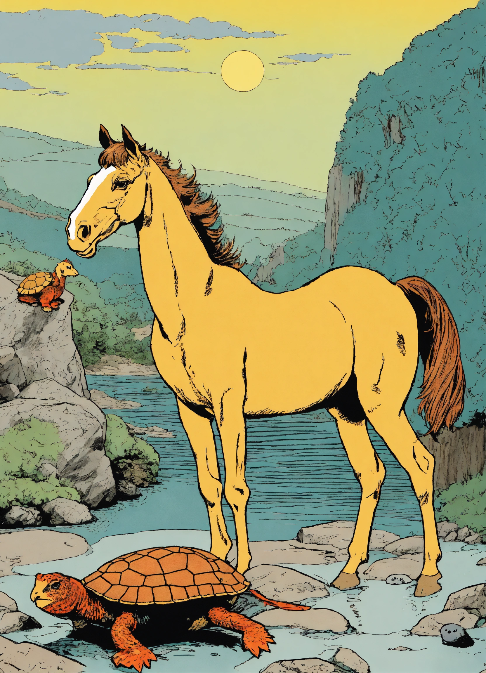 Lexica - Magnificent illustration by Herge, in the style of the tin tin ...