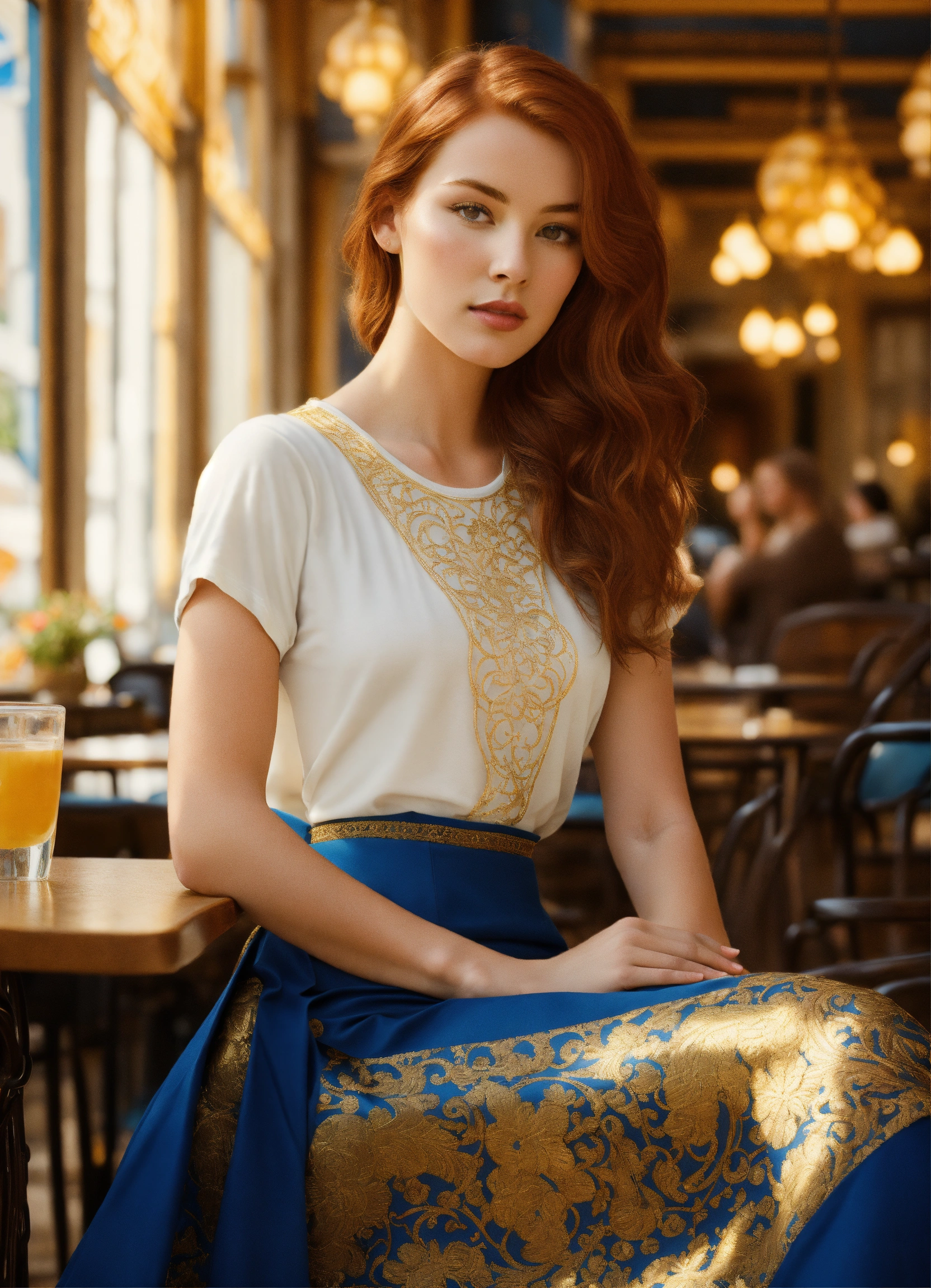 Lexica - A beautiful auburn haired scottish model wearing a plain blank ...