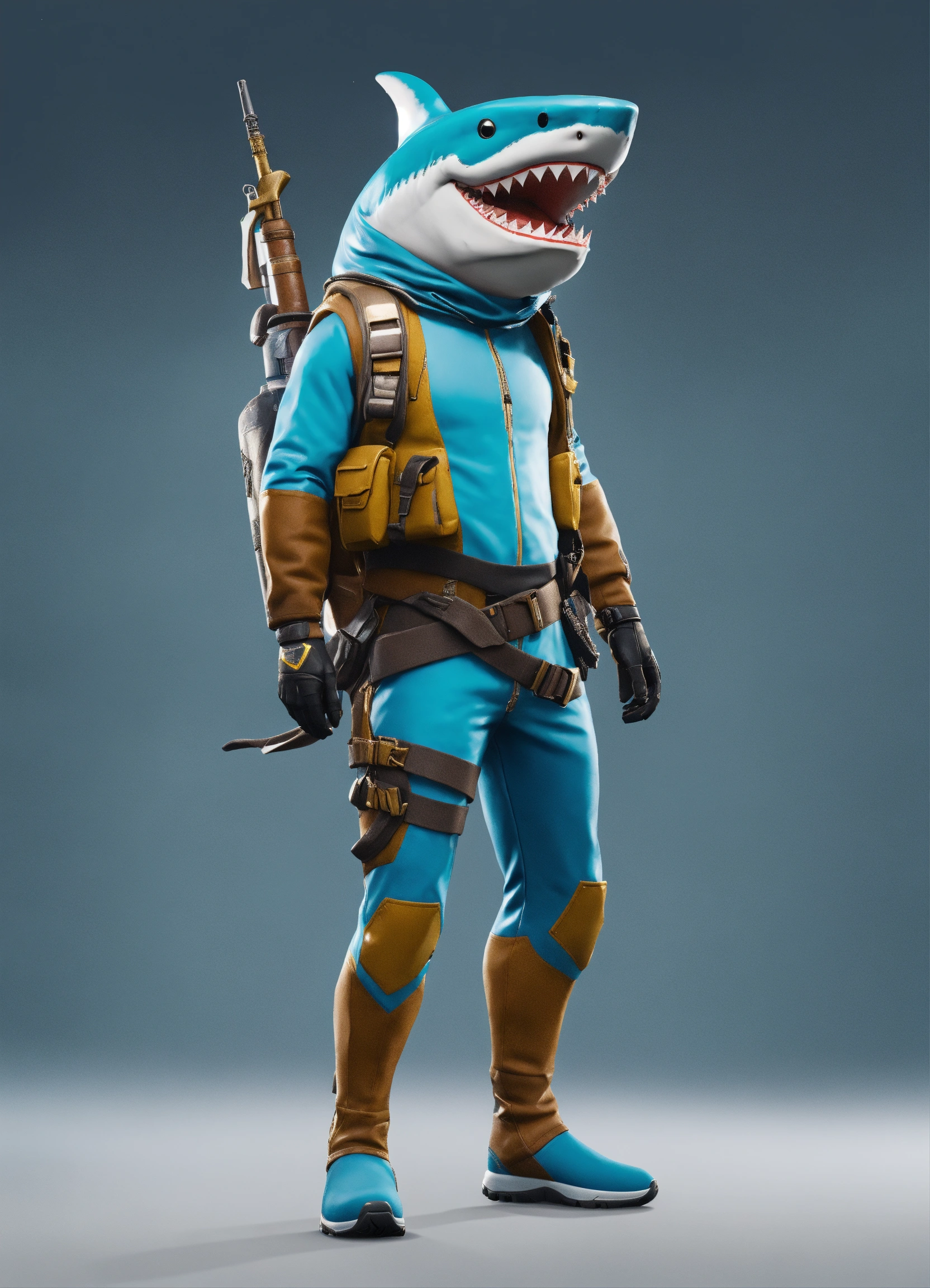 Lexica - A photograph of a costume of a shark for a male character with ...
