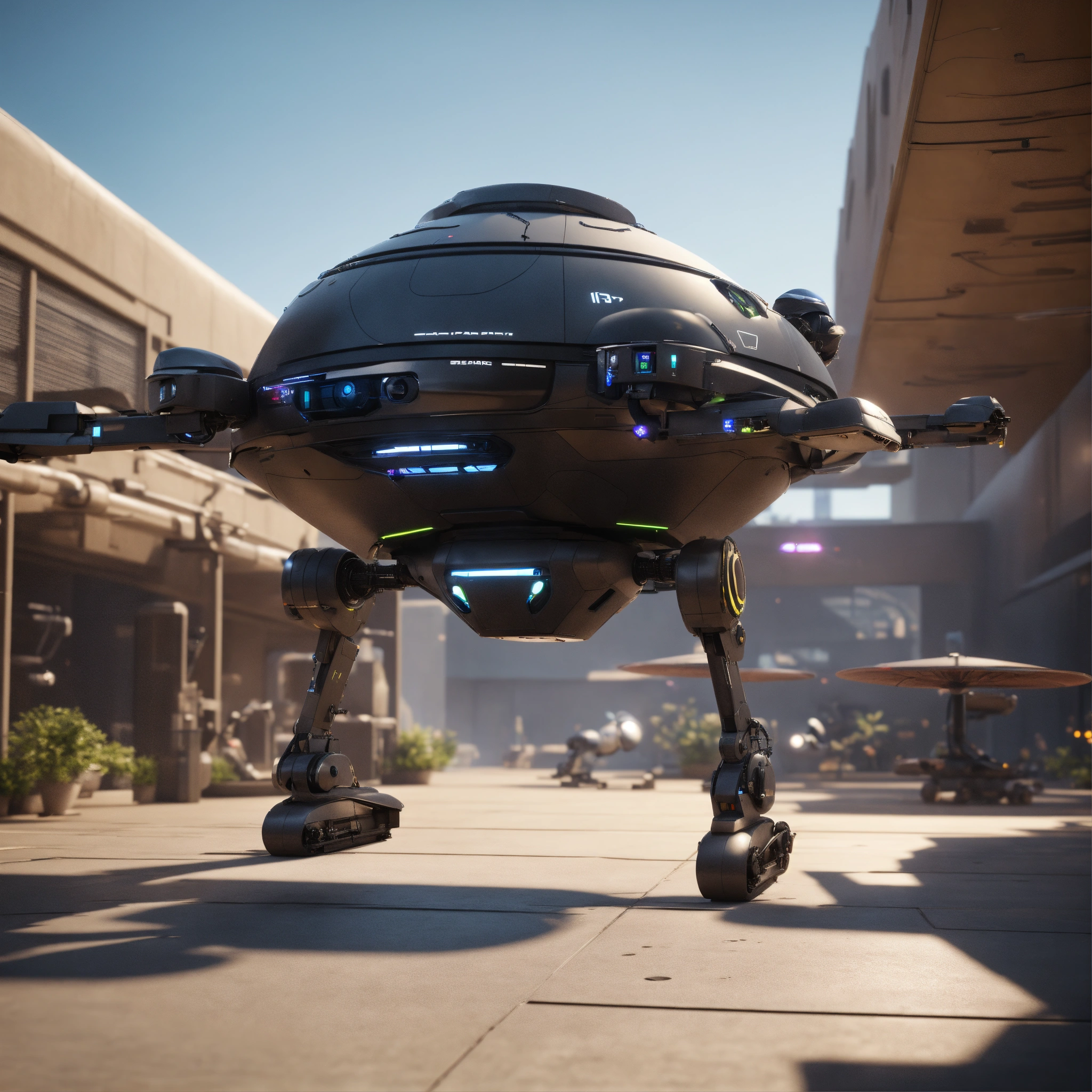 Lexica - A black small flying robotic patrol bot ready to attack in the ...