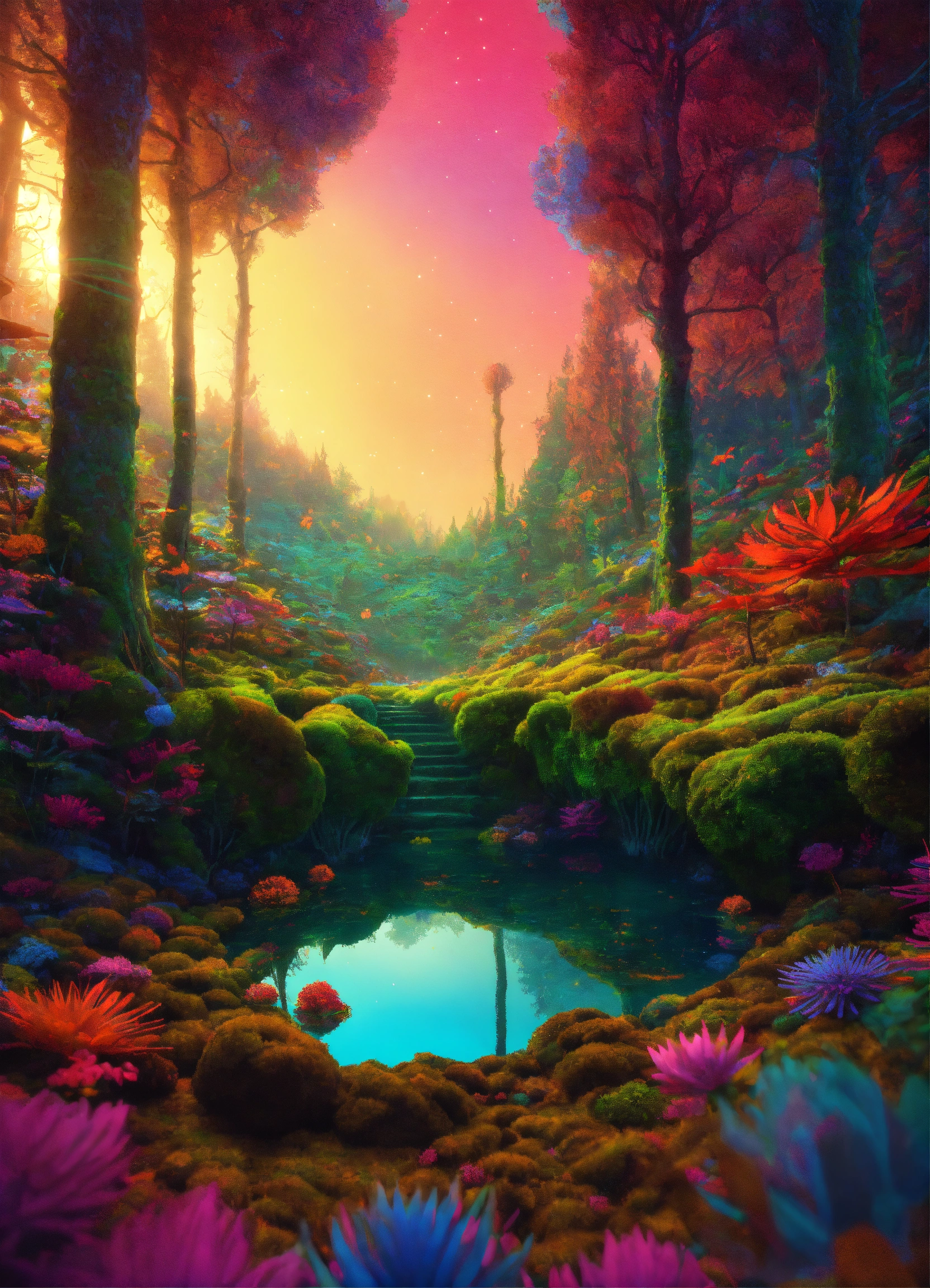 Lexica - The most psychedelic scene imaginable, in an enchanted forest ...
