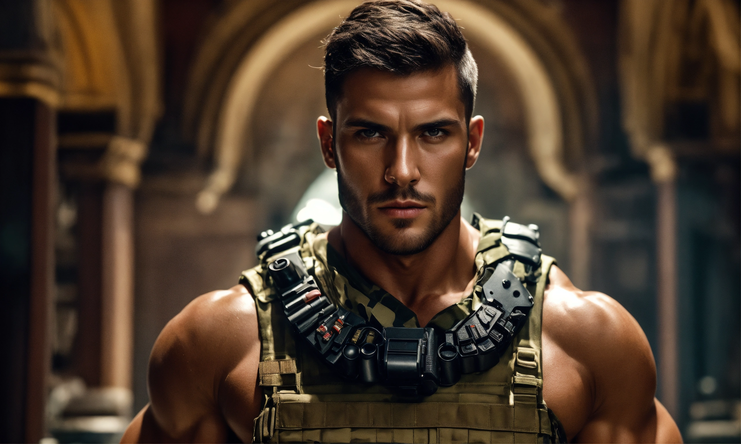 Lexica - Portrait of a stunningly beautiful commando in military armor ...