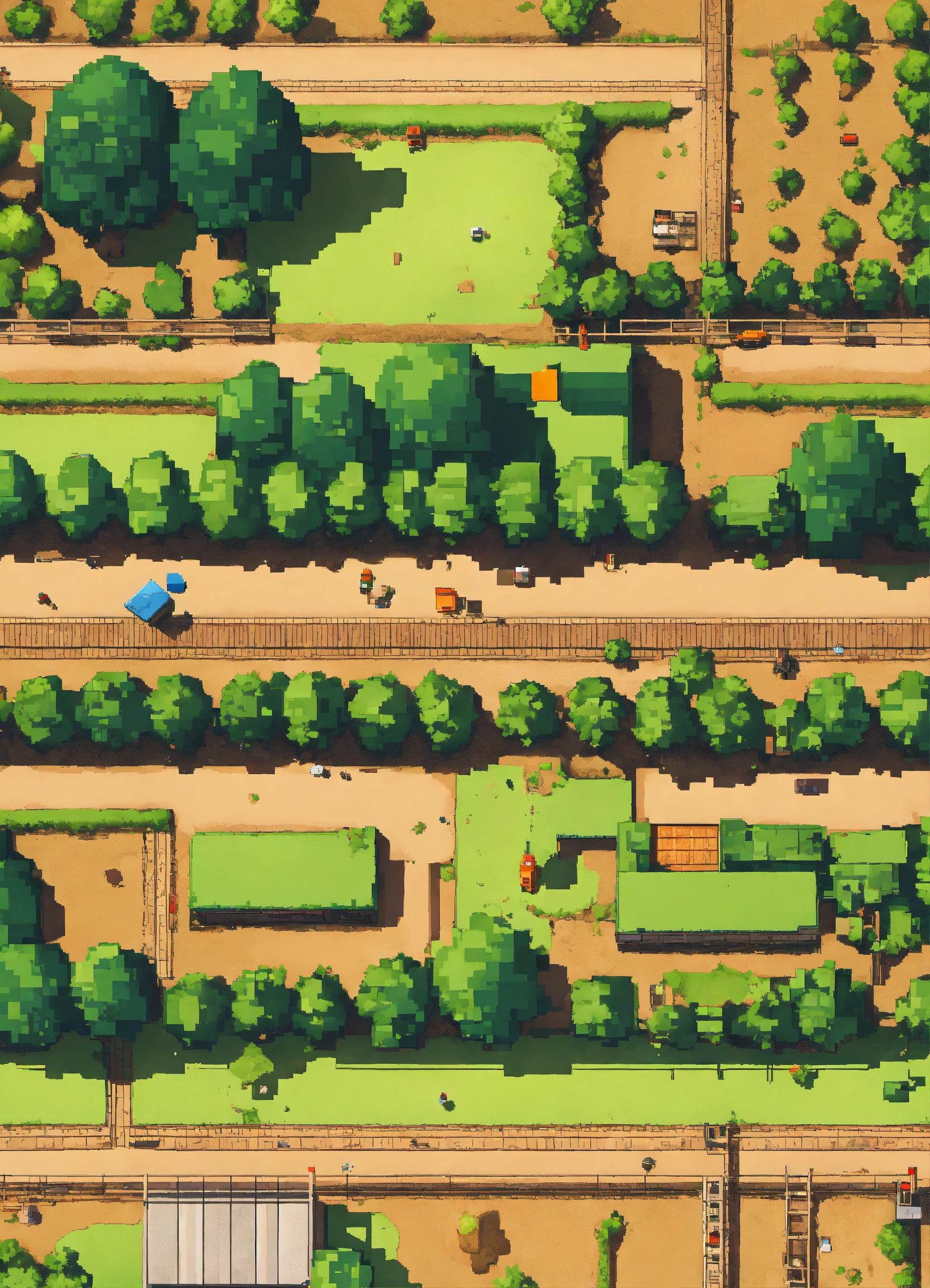 Lexica - Simple pixel building site from overhead