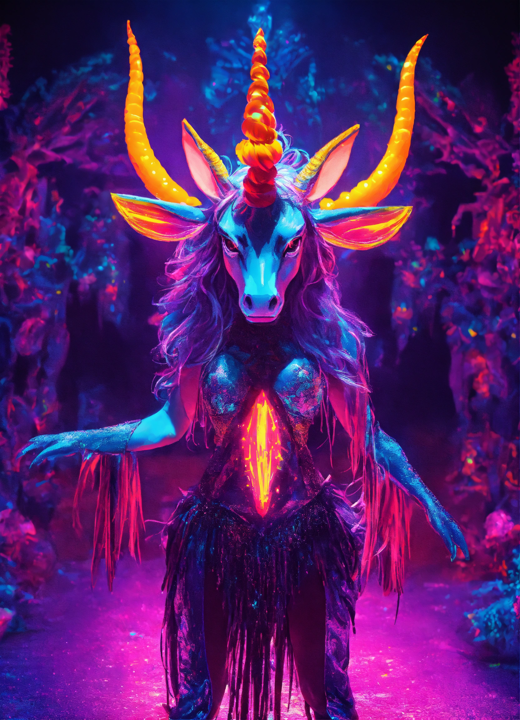 Lexica - Full body the grudge in a shimmering unicorn costume in a ...
