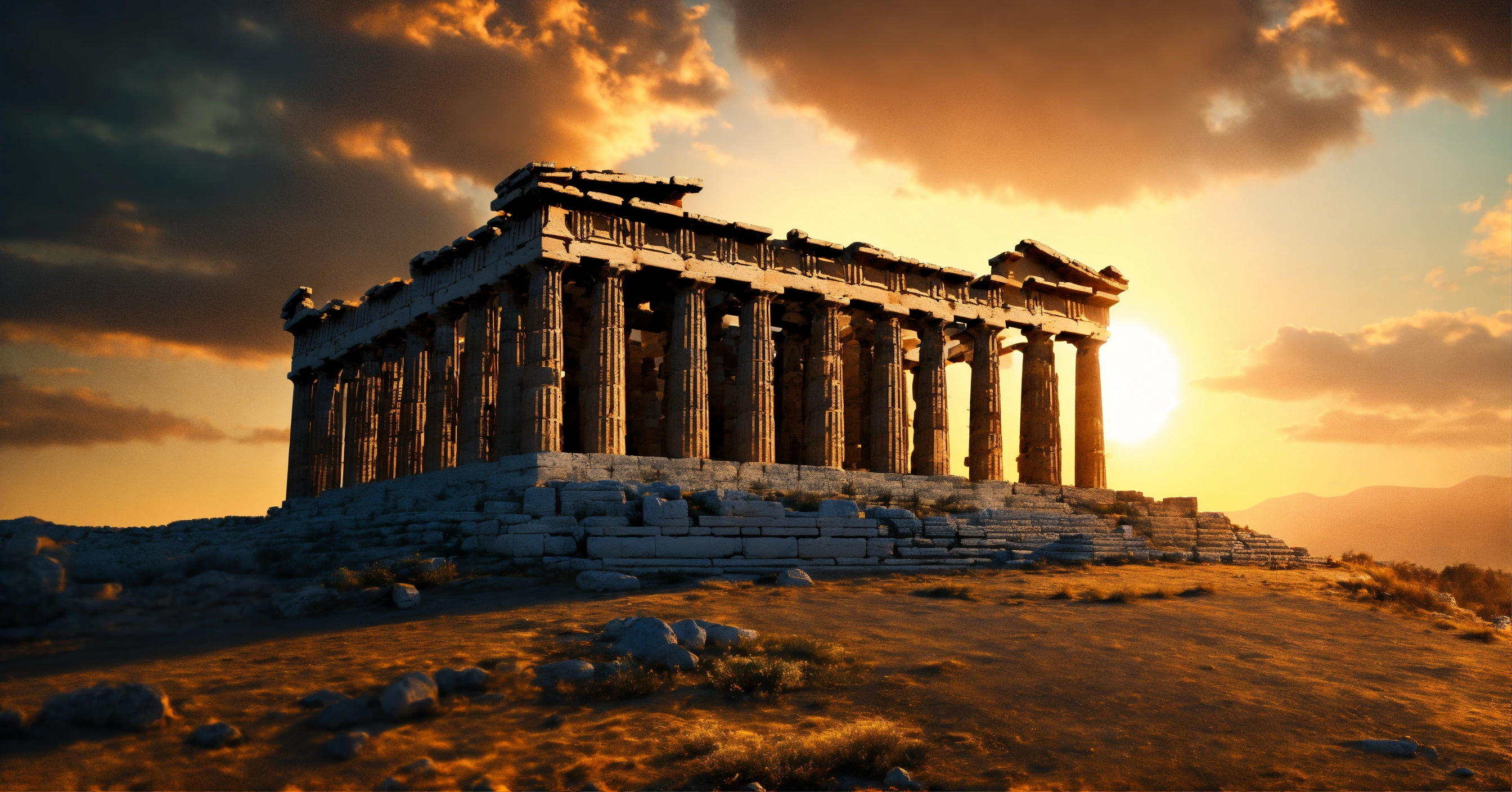 Lexica - Sunny sky, ancient grece,dark background, very realistic, 8k