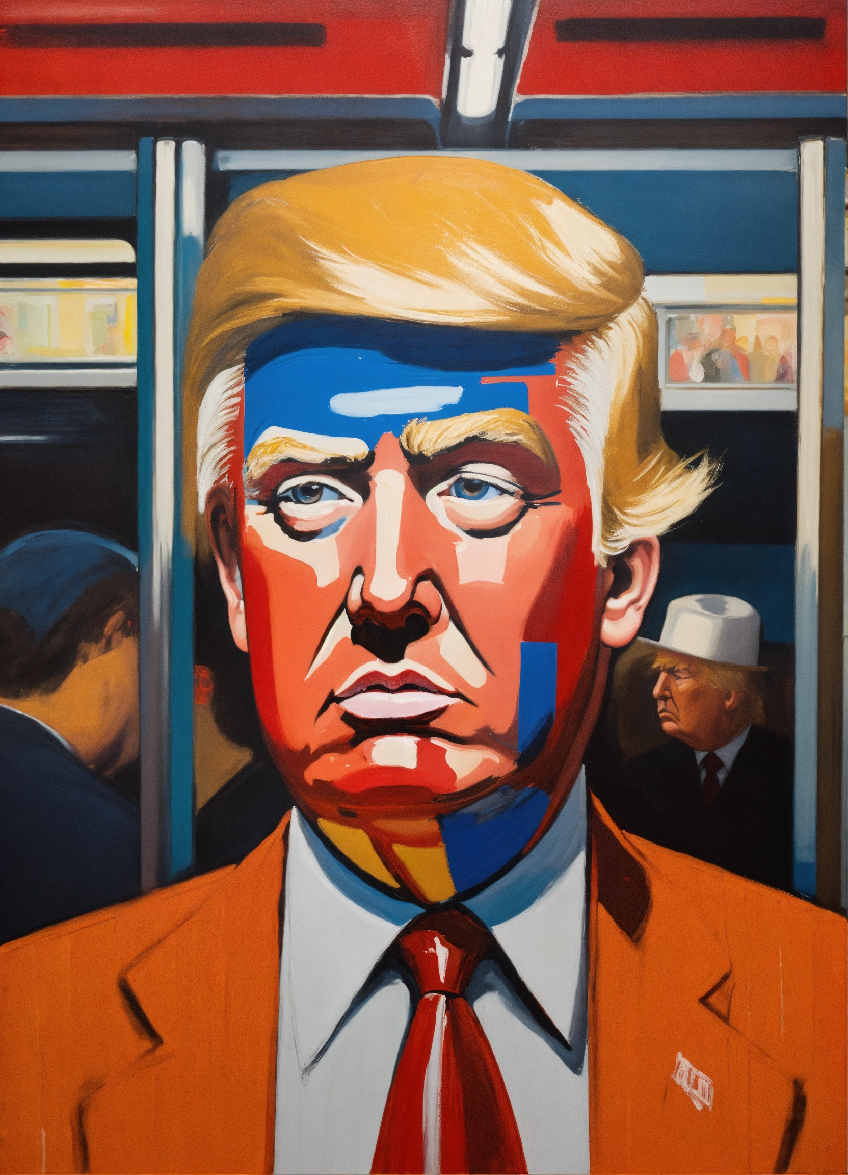Lexica - Two faced trump in nyc subway, romatic abstract painting ...