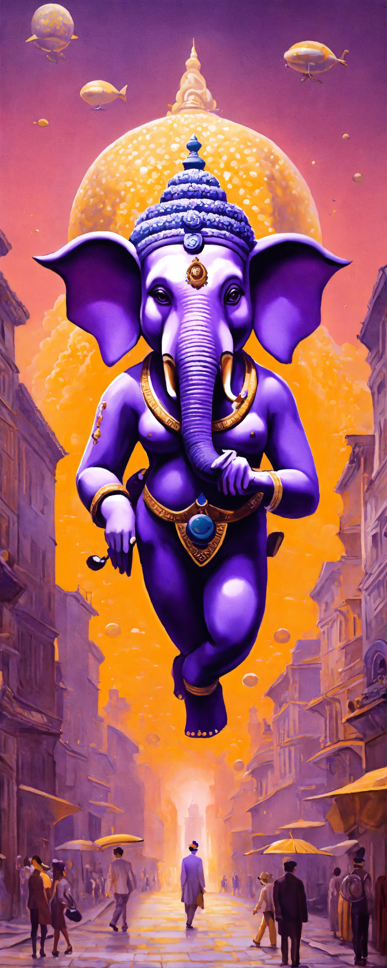Lexica - Ultra-detailed illustration of "Ganesha with a jetpack" in a ...