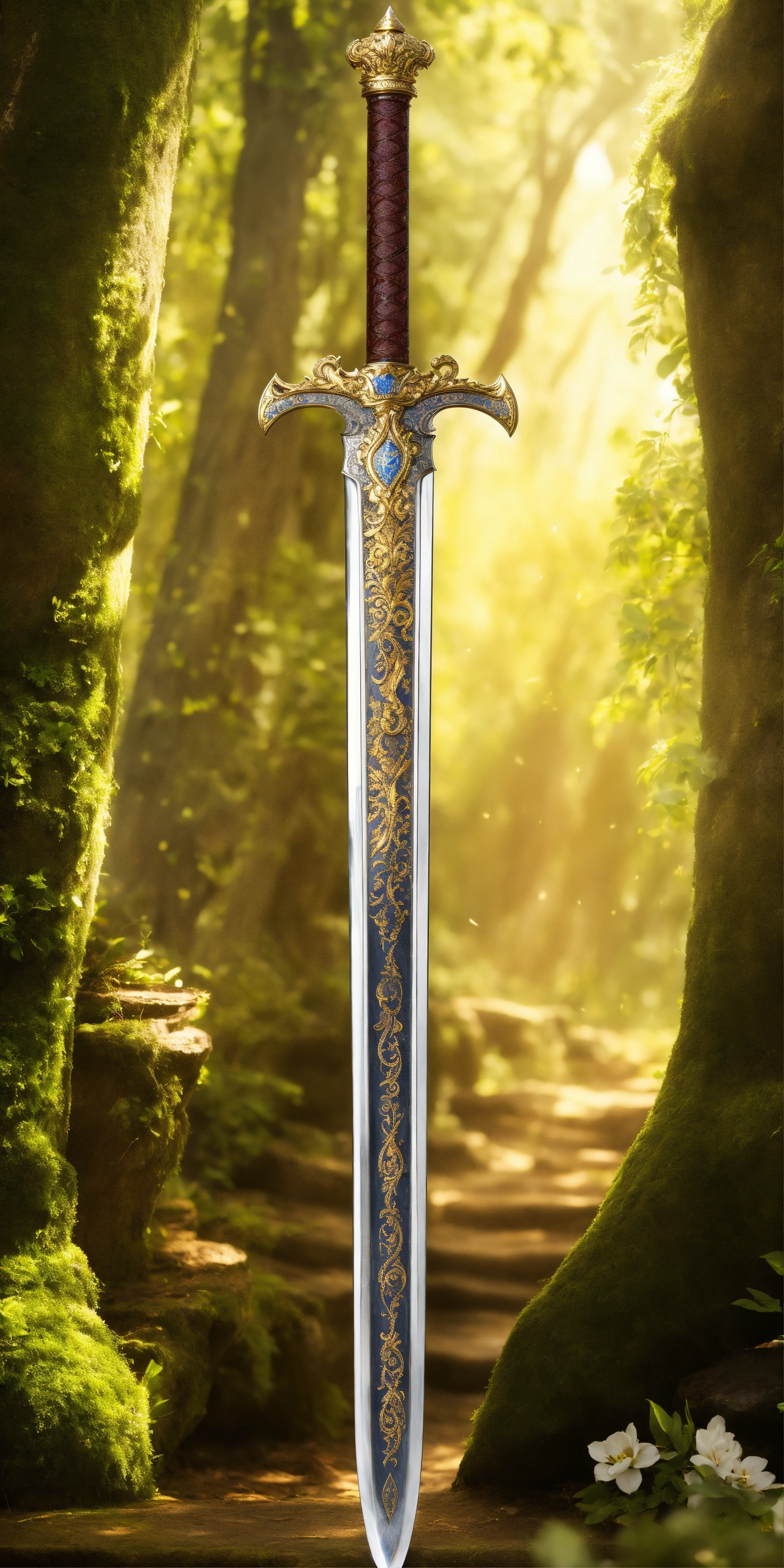 Lexica - Richly decorated long sword, ultra realistic, very detailled