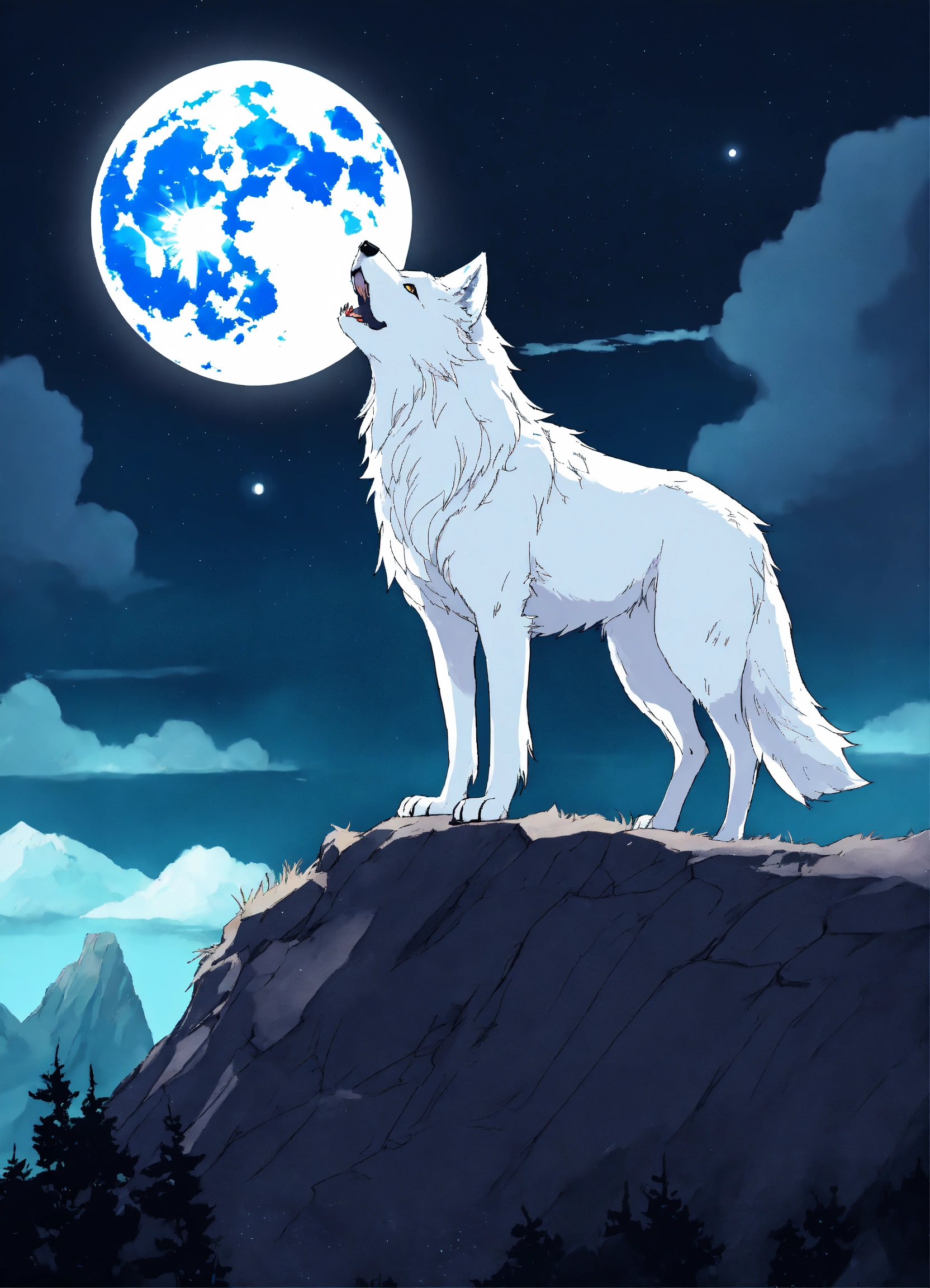Lexica - An anime-style wolf that has white fur. The wolf stands on the ...