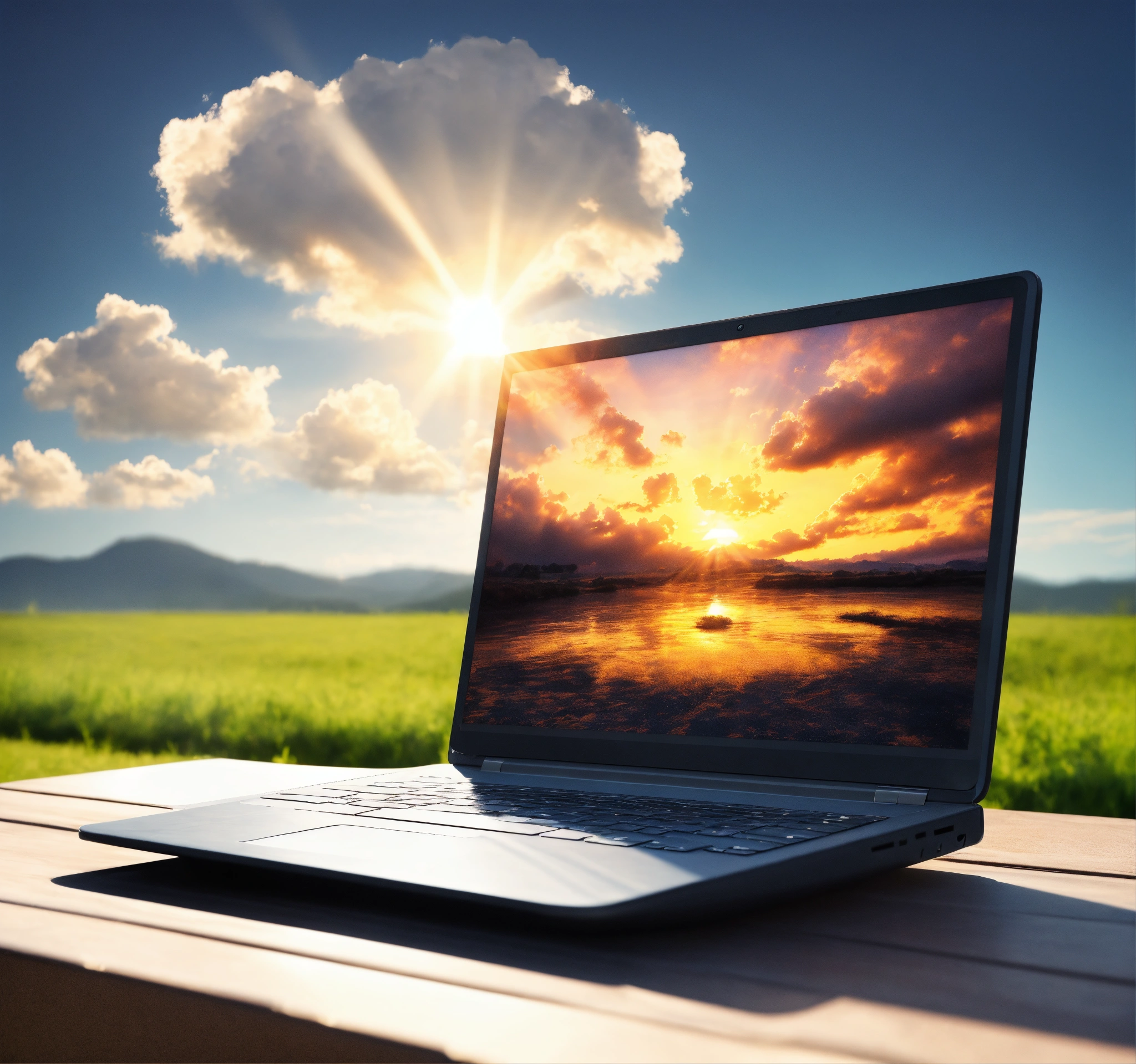 Lexica - Please generate a realistic artwork of laptops under sunshine ...