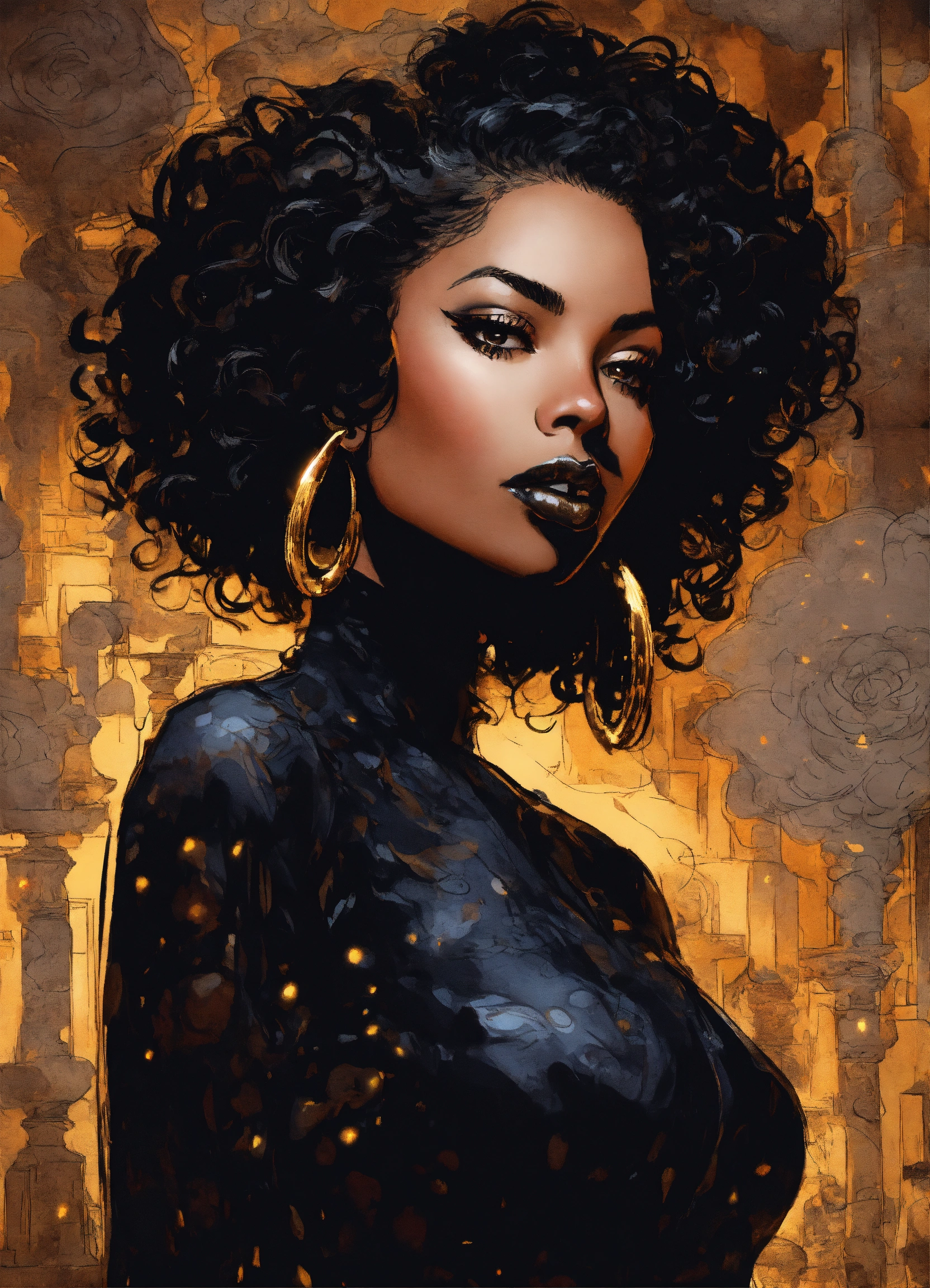 Lexica - Pop Art, mysterious beautiful African American female, brown ...