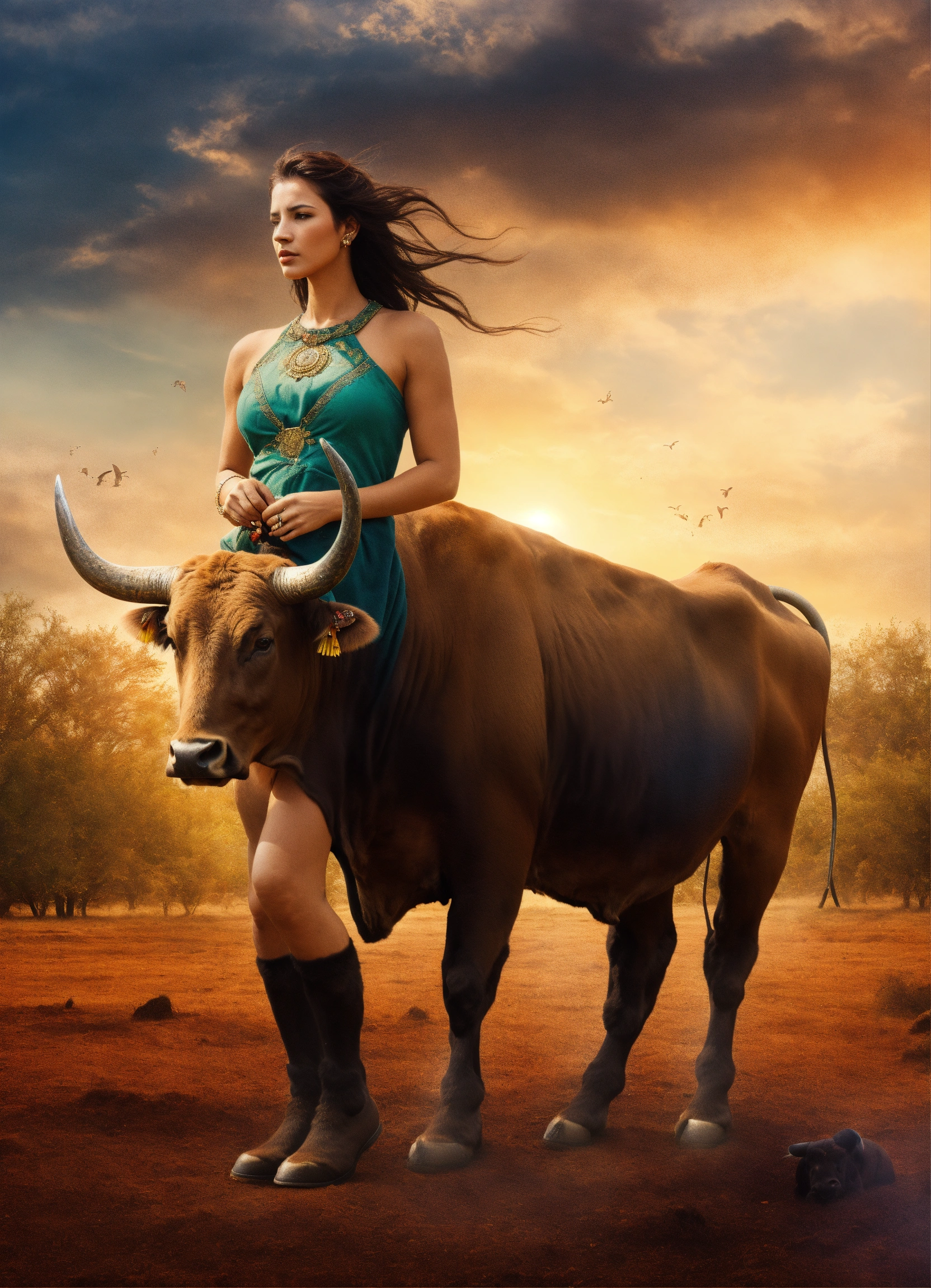 Lexica - Taurus Bull on earth background with Taurus Bull woman