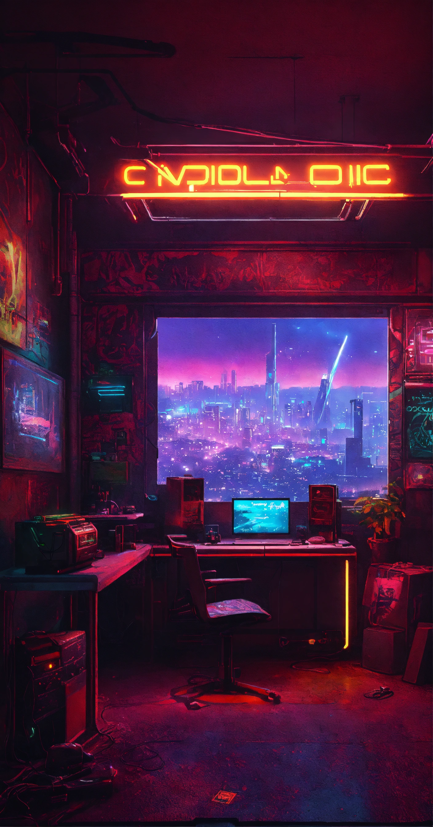 Lexica - A cyberpunk room with a stark aesthetic. Start with a ...