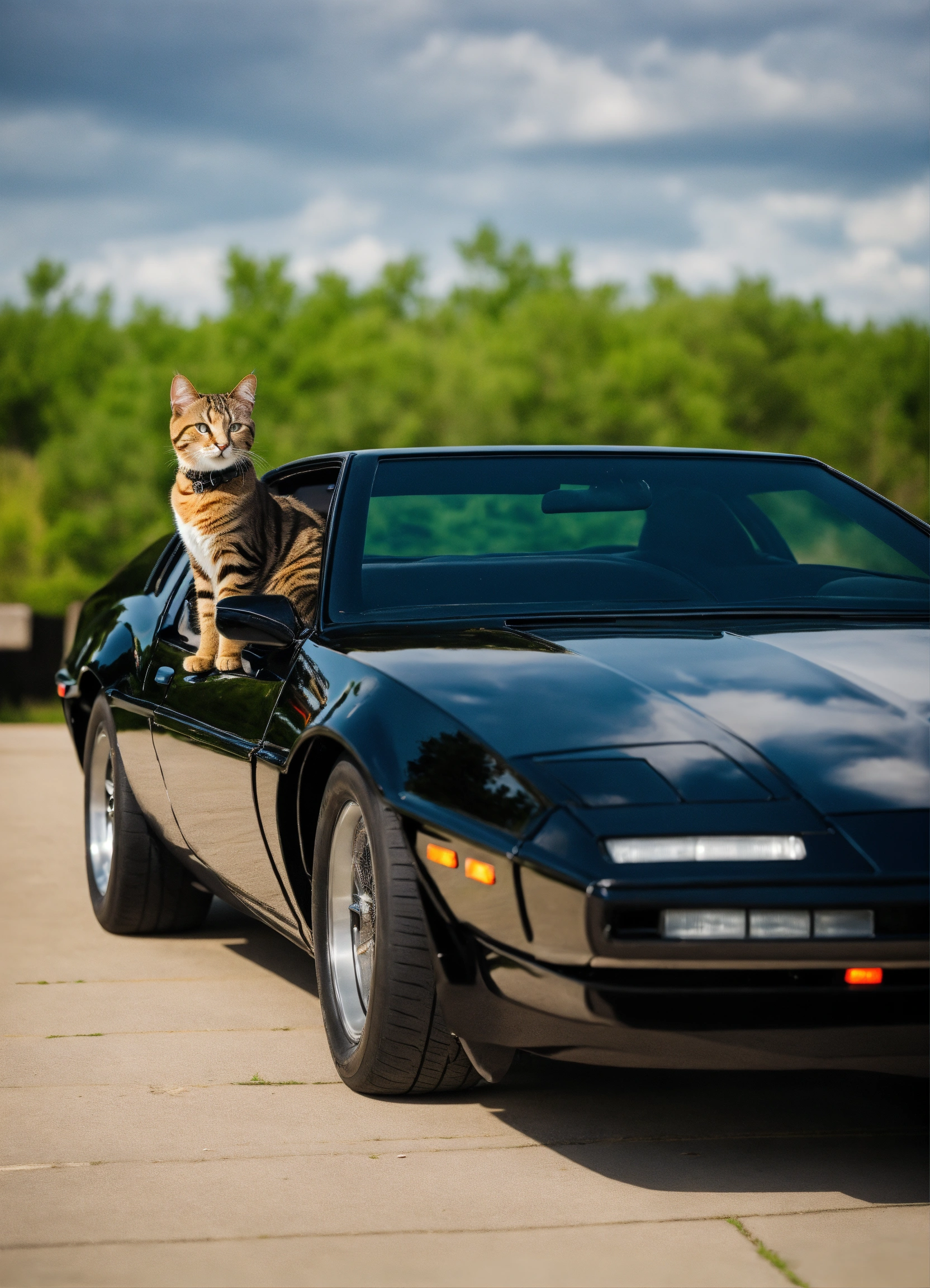 Lexica - Cats Knight Rider car cosplay KITT
