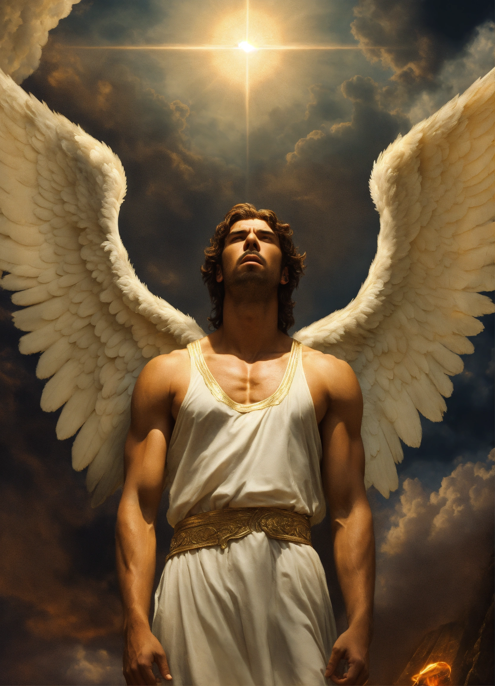 Lexica - Male angel looking at god with anger