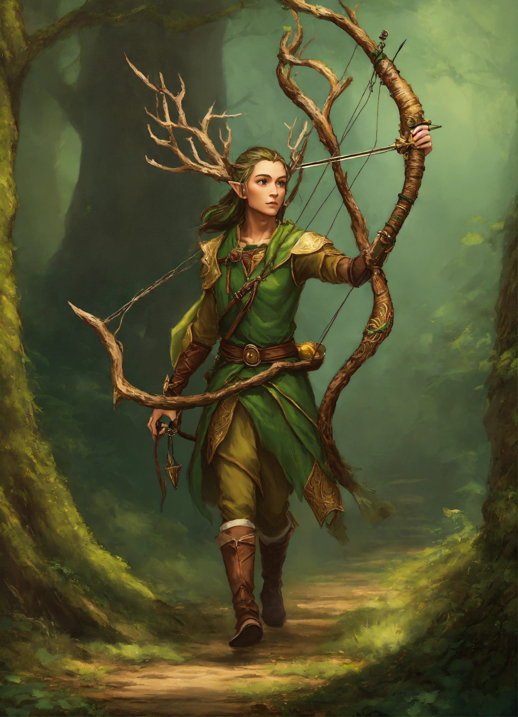 Lexica - An elf carrying a bow and an ent walking