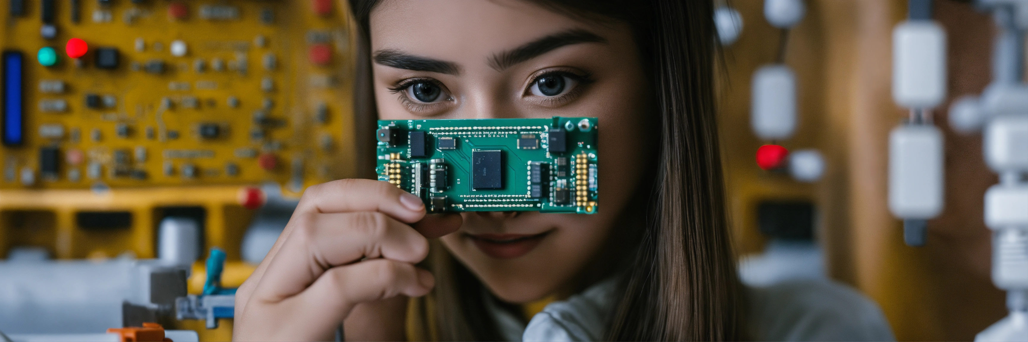 Lexica - An electronics engineer girl disassembles an electronic device ...