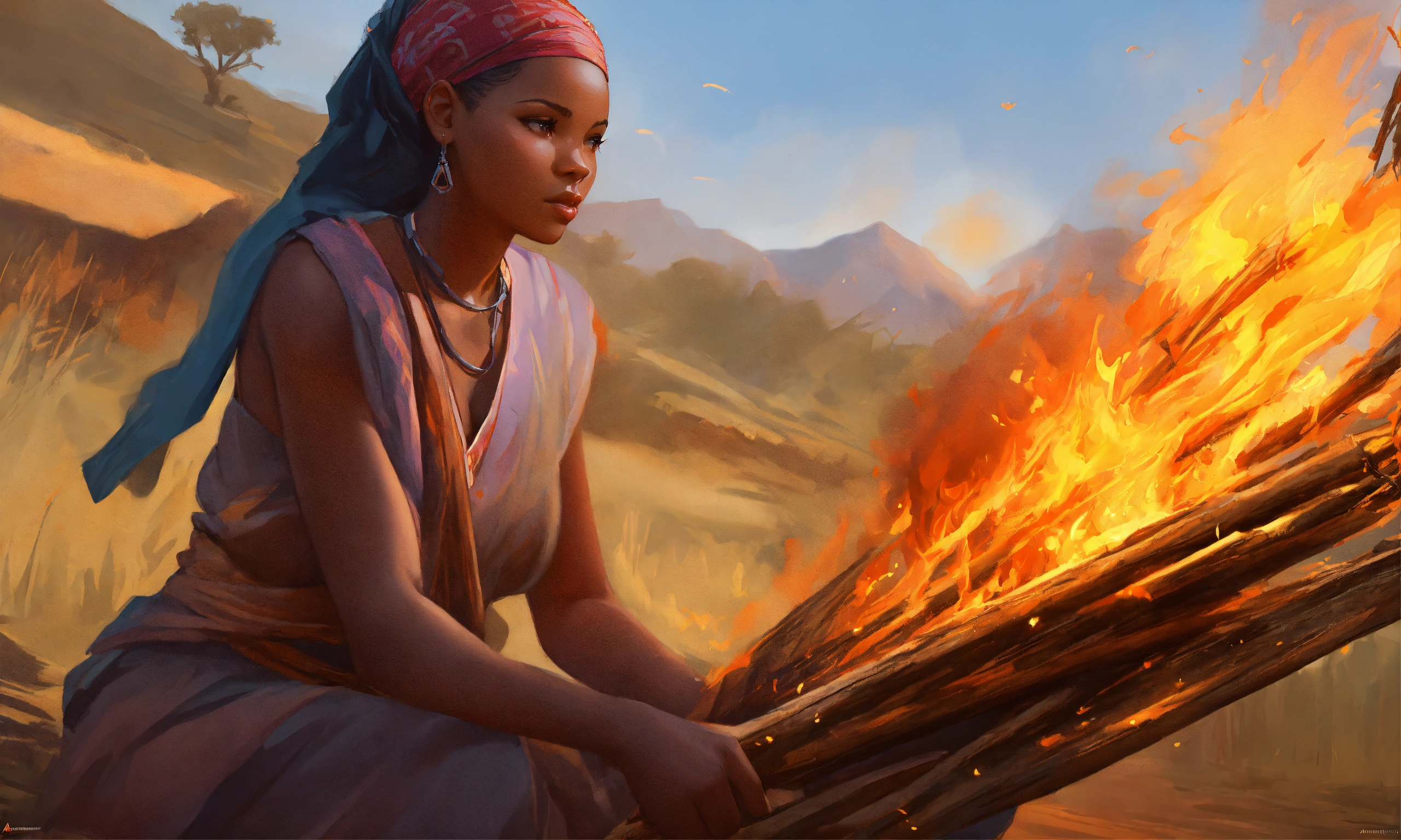 Lexica - 1 african woman fetching fire wood , highly detailed, digital ...