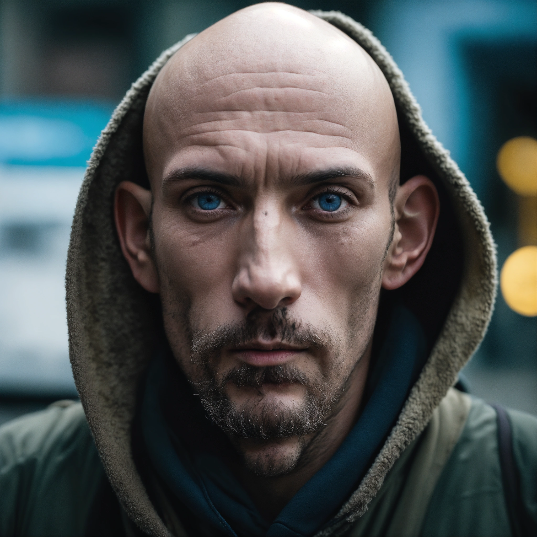 Lexica - A HUGE HOMELESS MAN WITH A HUGE LUMPY BALD HEAD, A FOLD OF ...