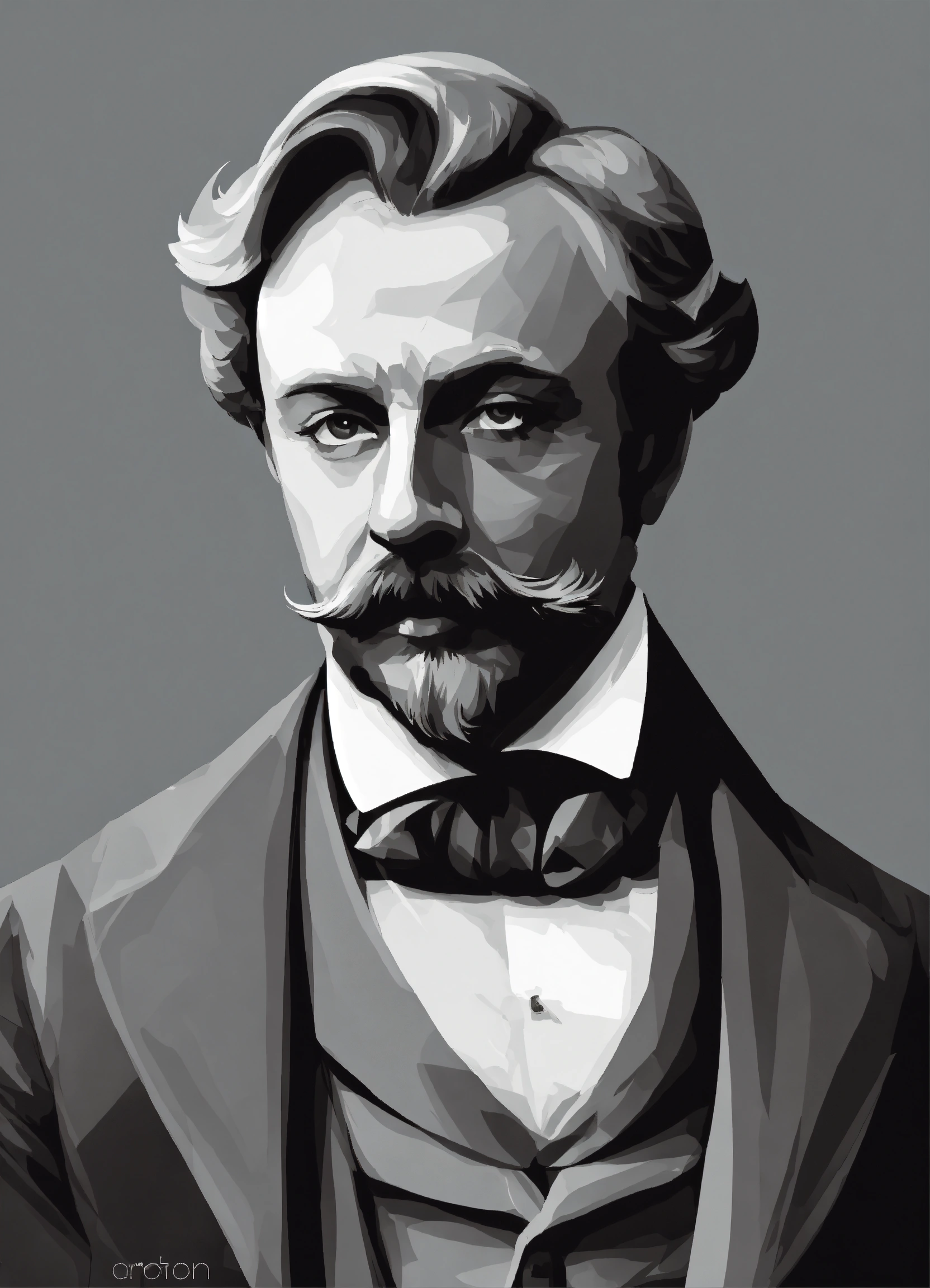 Lexica - Anton Dvorak vector back and white style with 3 shades of grey