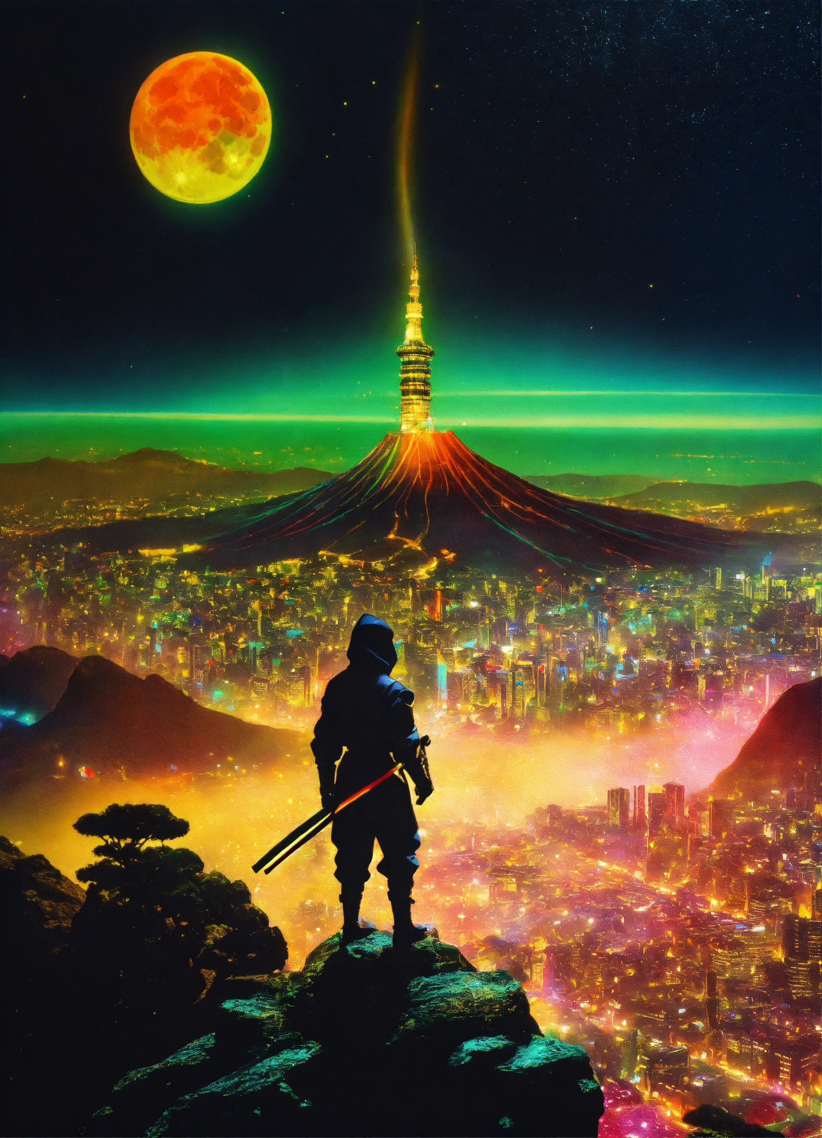 Lexica - Photorealistic 3D portrait Ninjas in a cosmic black rainbow ...