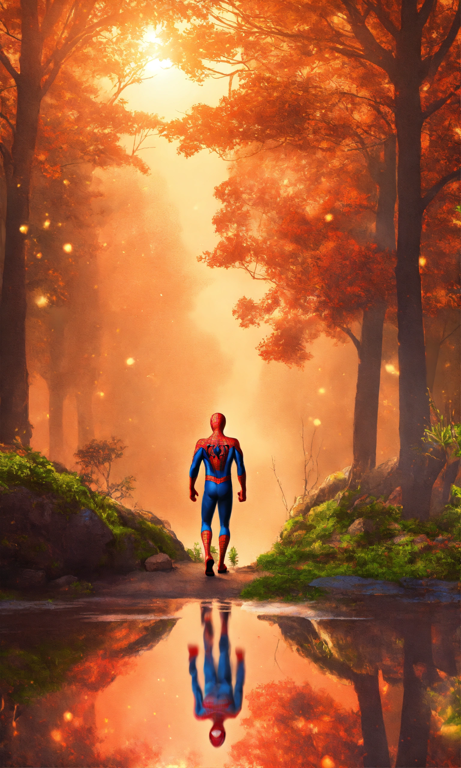 Lexica - Spiderman meets Spiderman in the multiverse, nature background ...