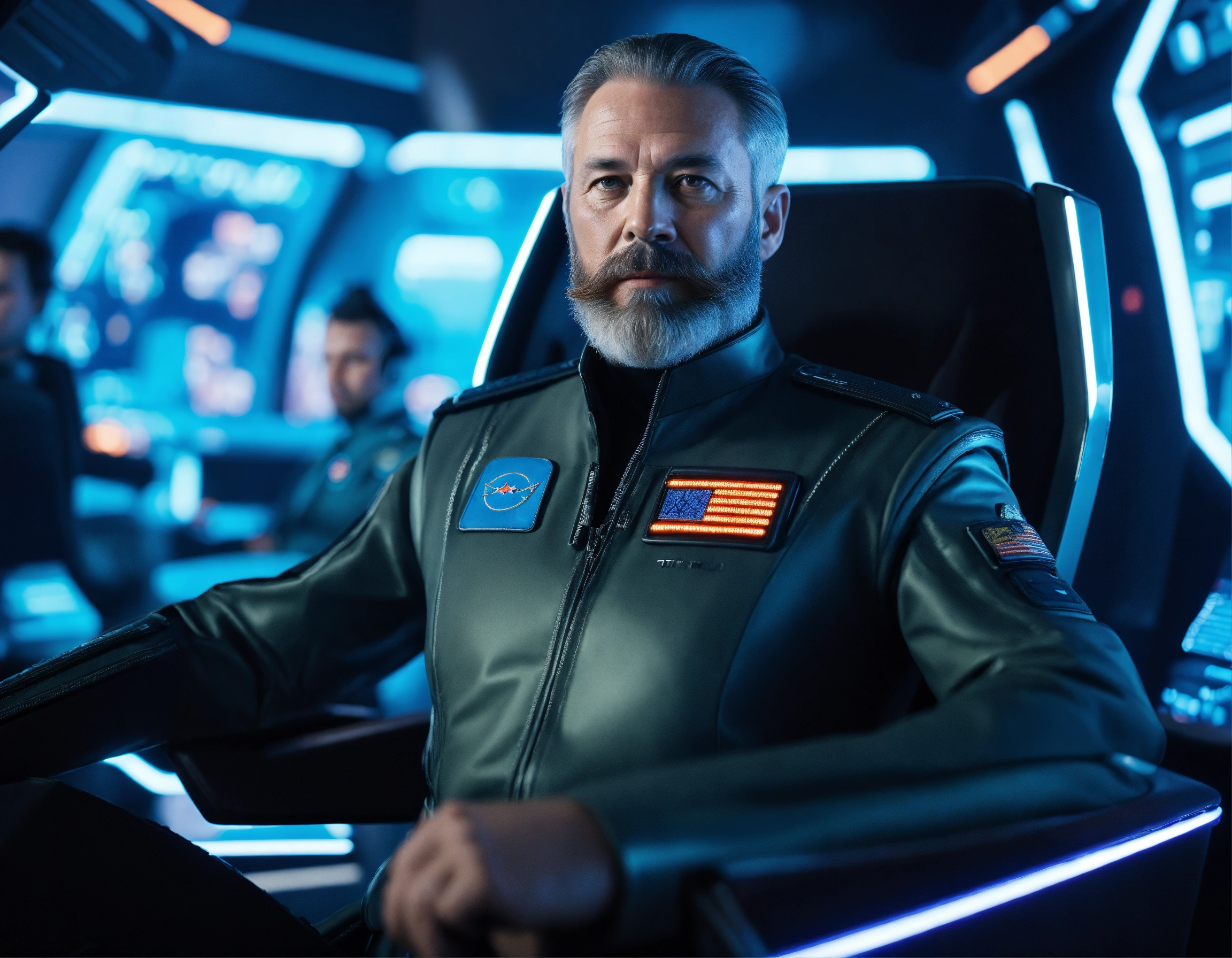 Lexica - 50 year old masculine star commander general with trim beard ...