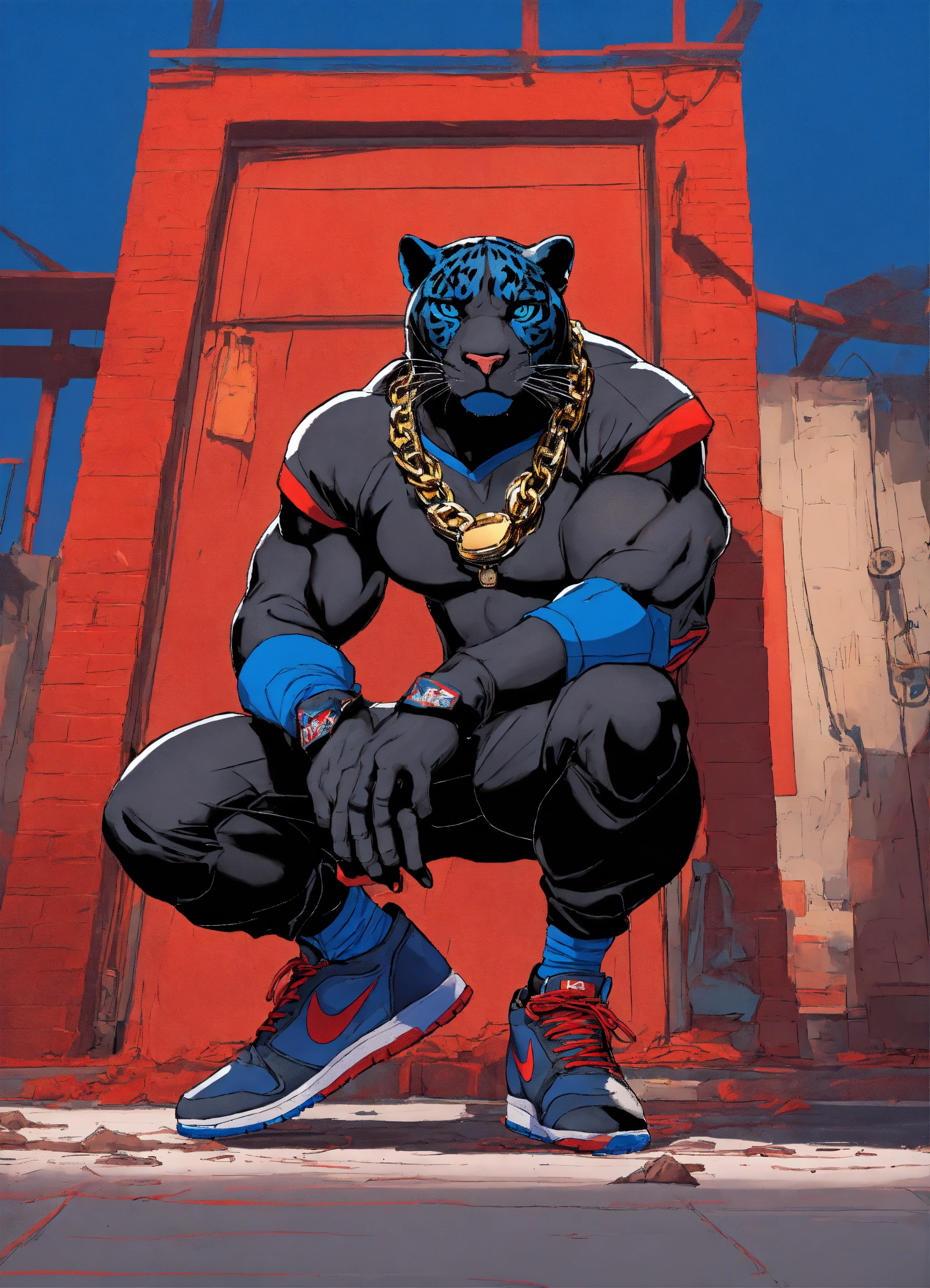 Lexica - An image of a full body panther mascot in the color black ...