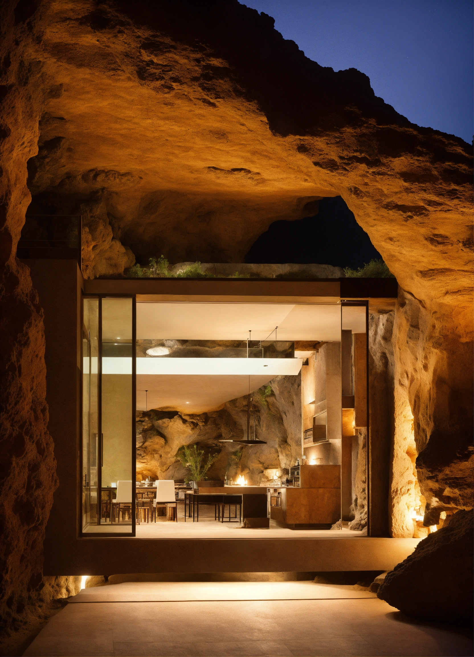 Lexica - House in a cave, modern interior